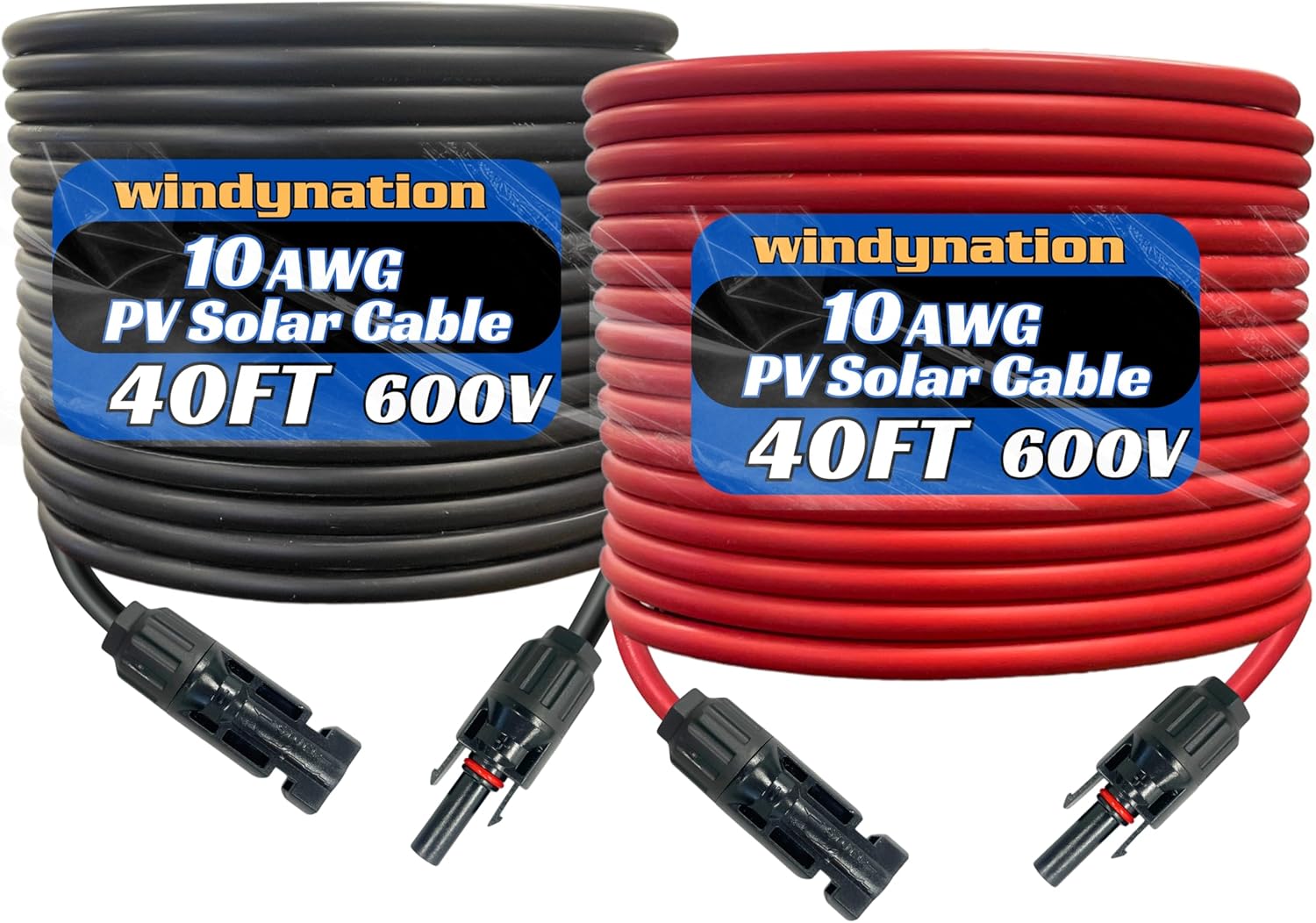 Amazon.com: WindyNation 10 Gauge 10 AWG Pair 40 Feet Black + 40 Feet ...