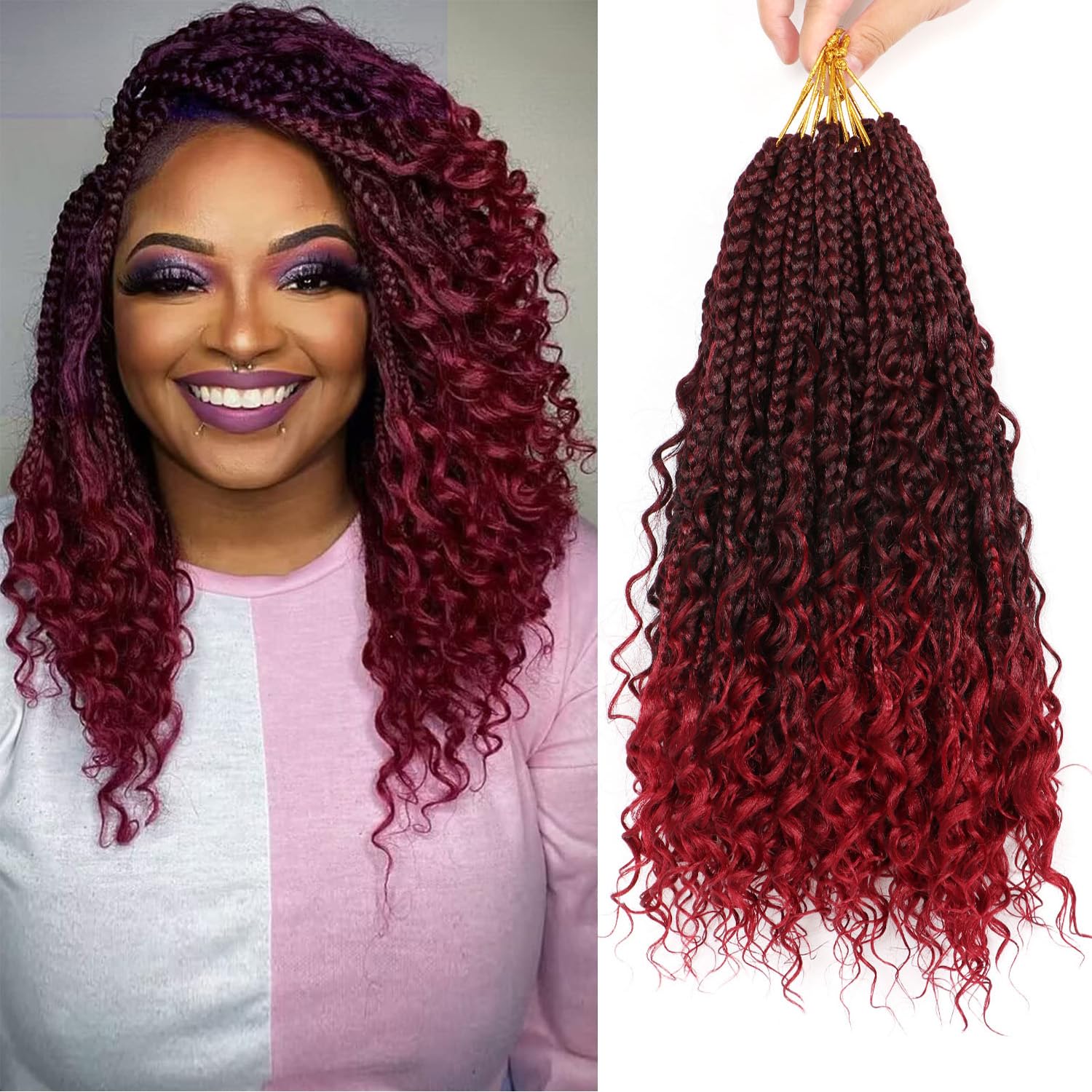 8 Packs Crochet Braids Hair Extensions Box Braids Extensions Hair Pre ...