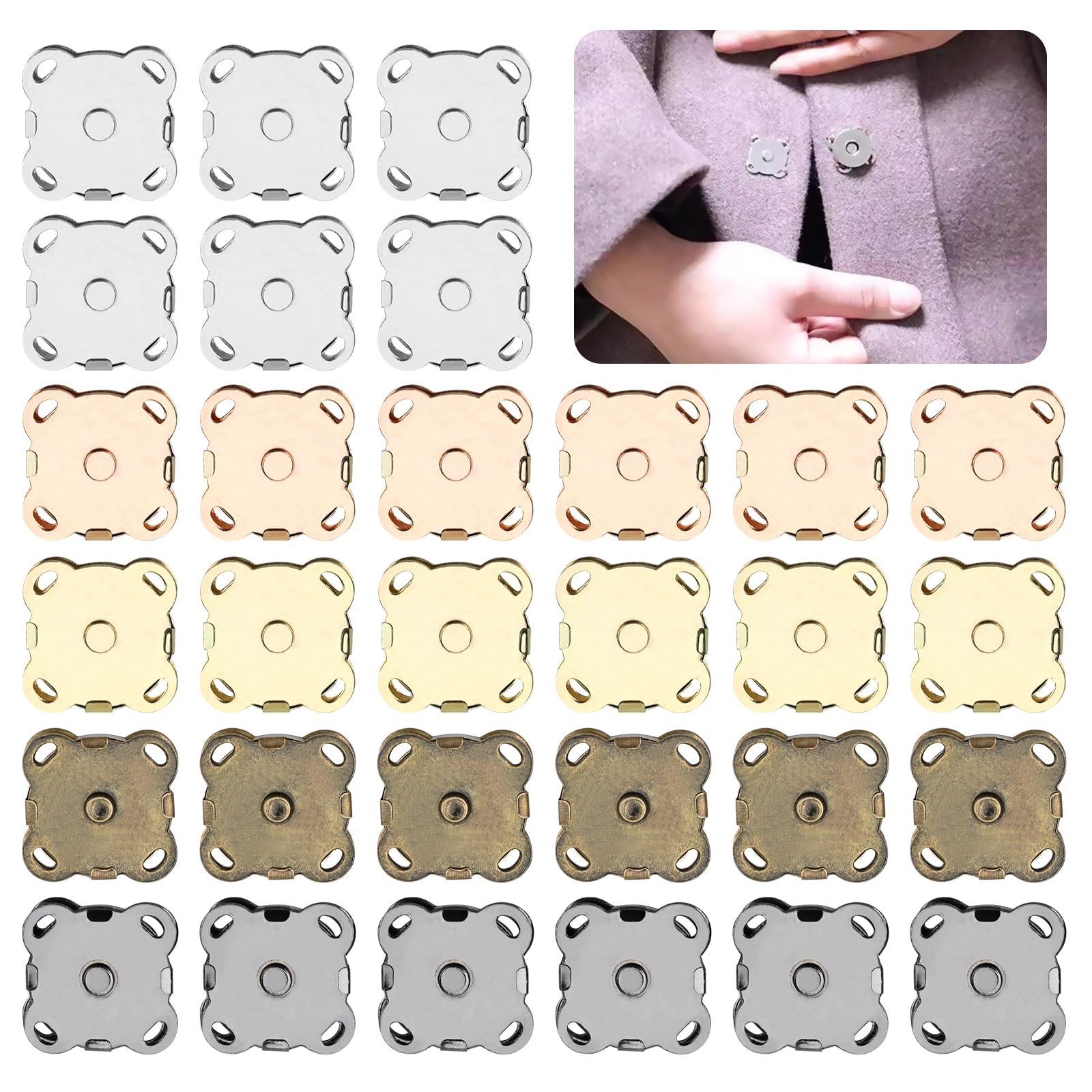 Bekecidi 50 Sets 14mm Plum Blossom Magnetic Bag Fasteners - Durable ...