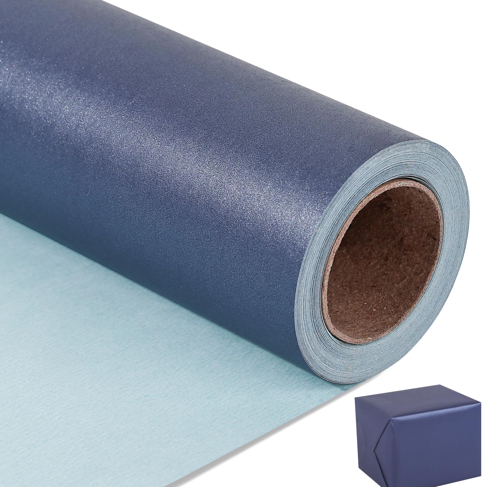 Amazon.com: NESCCI Dark Blue Matte Wrapping Paper,Solid Color Pearly ...