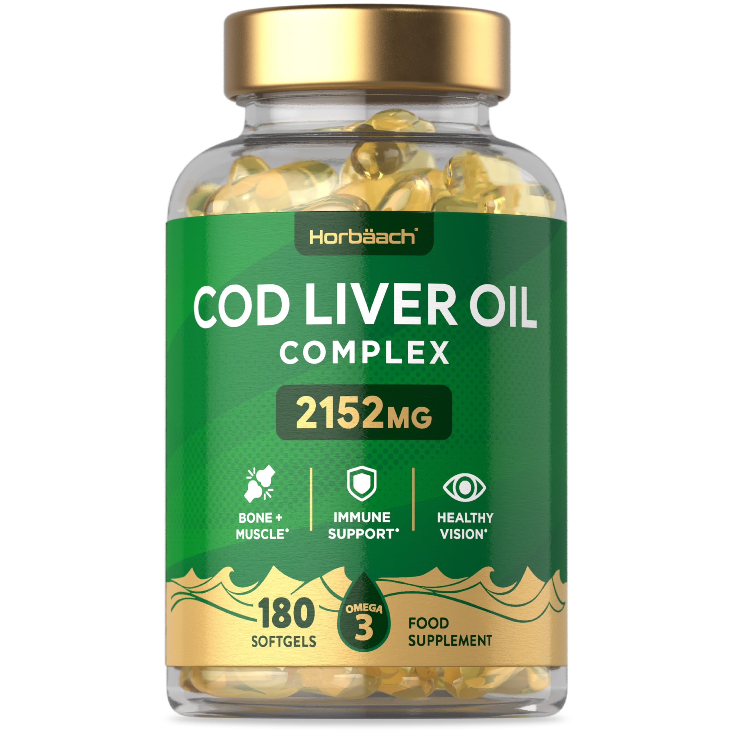 Cod Liver Oil Capsules High Strength 2152mg | 180 Count | Complex with ...