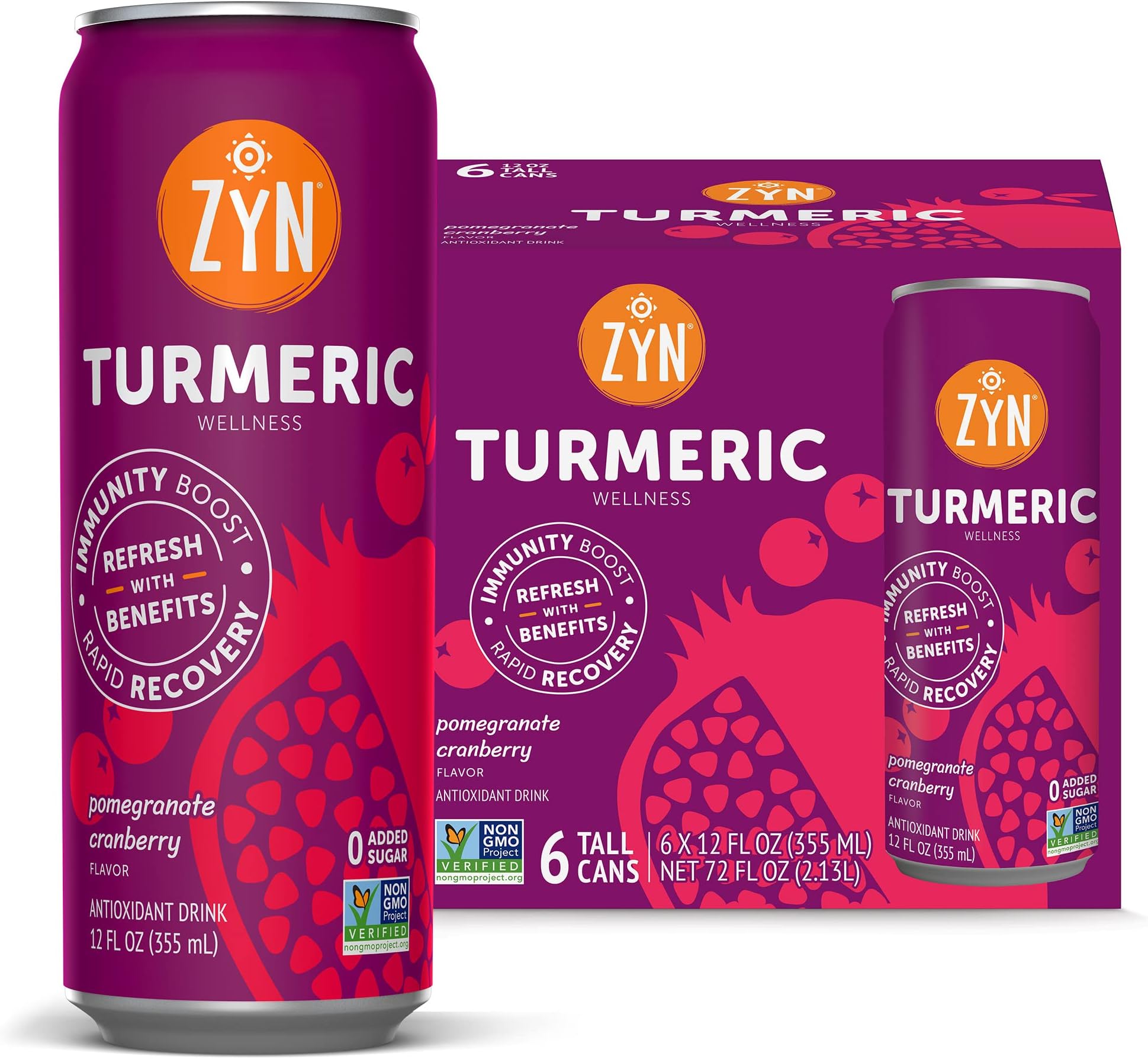 Amazon.com : ZYN Turmeric Wellness Drink (6 Pack), Mango Lychee ...