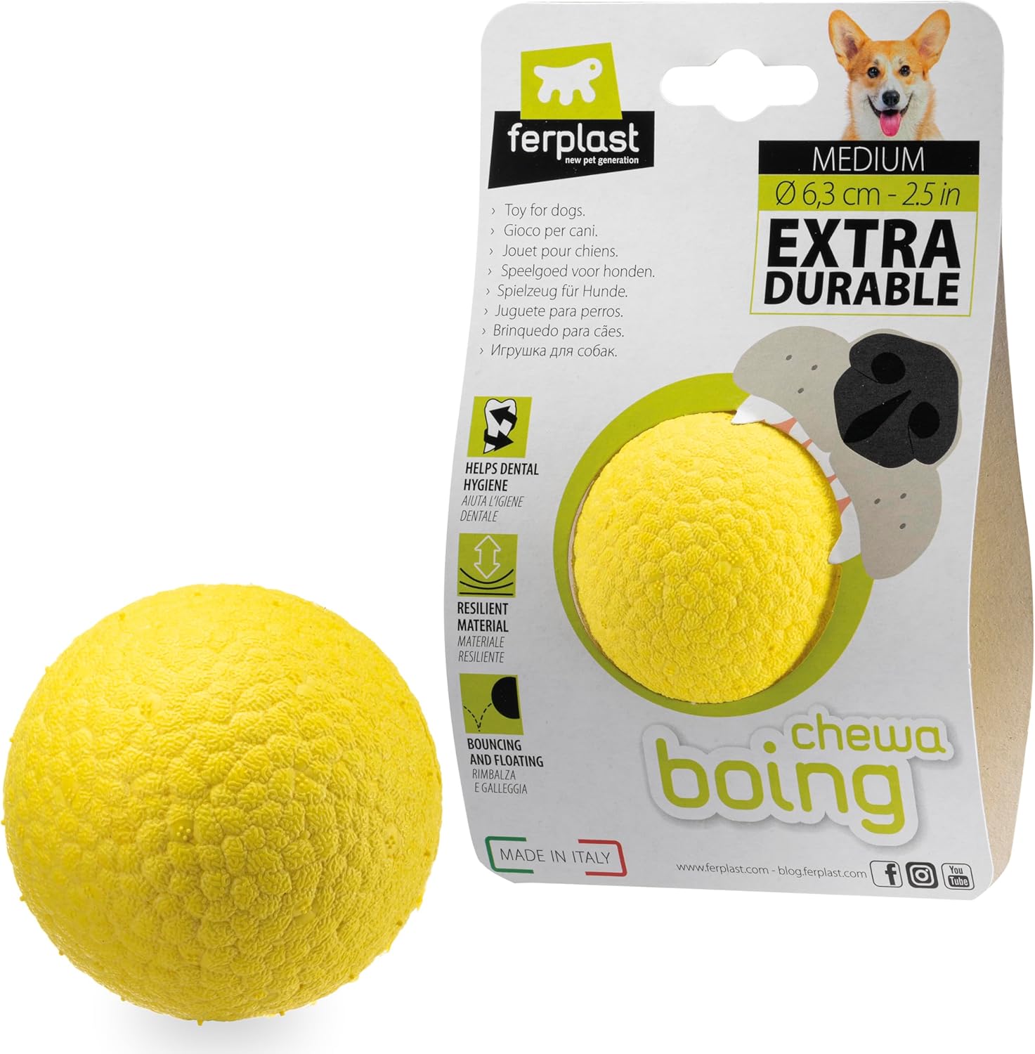 Ferplast CHEWA BOING BALL Dog Toy Super Bouncing & Floating ...