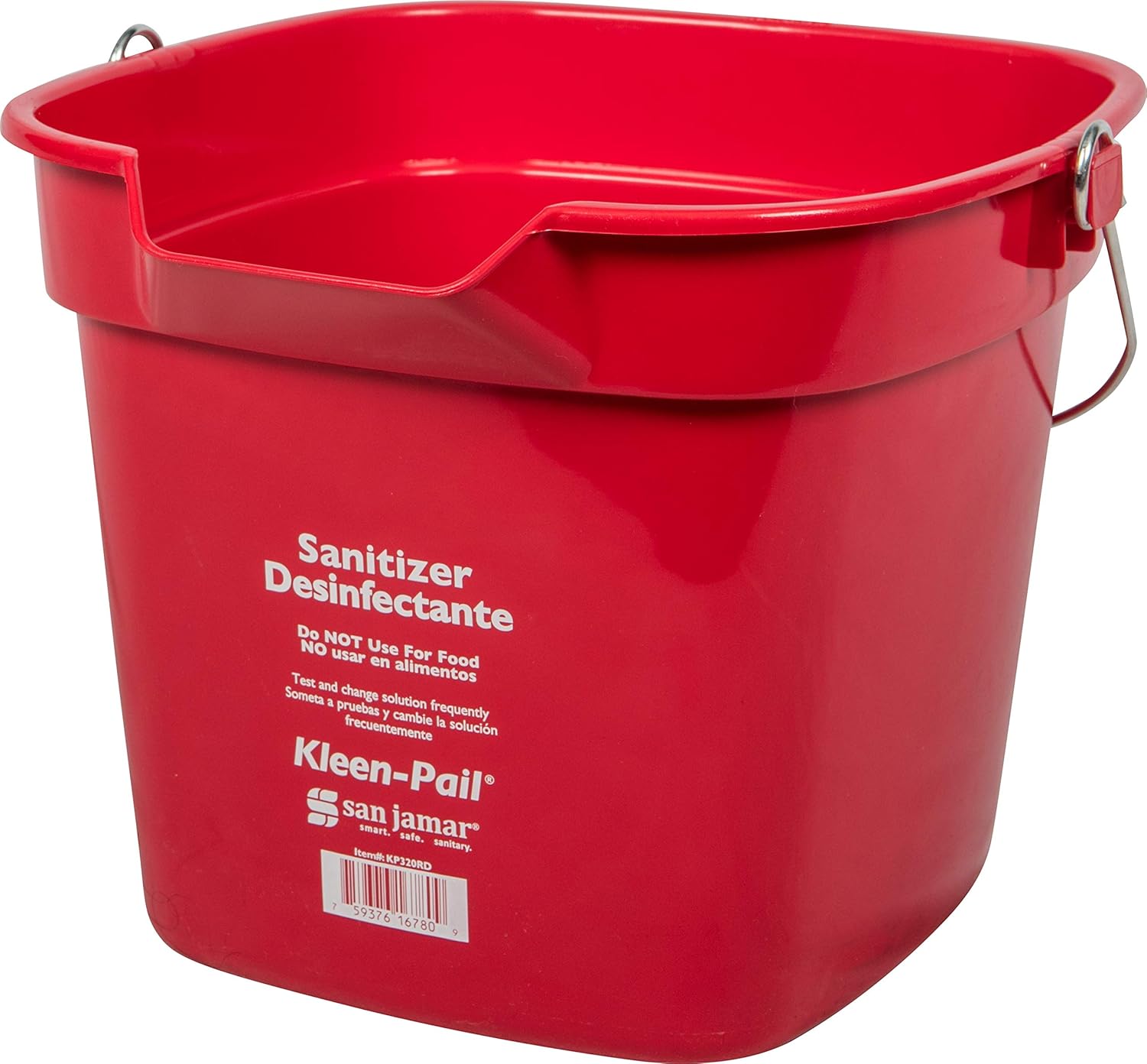 San Jamar 10 qt Red Plastic Kleen-Pail® Sanitizing Bucket - 12 3/4"L x ...