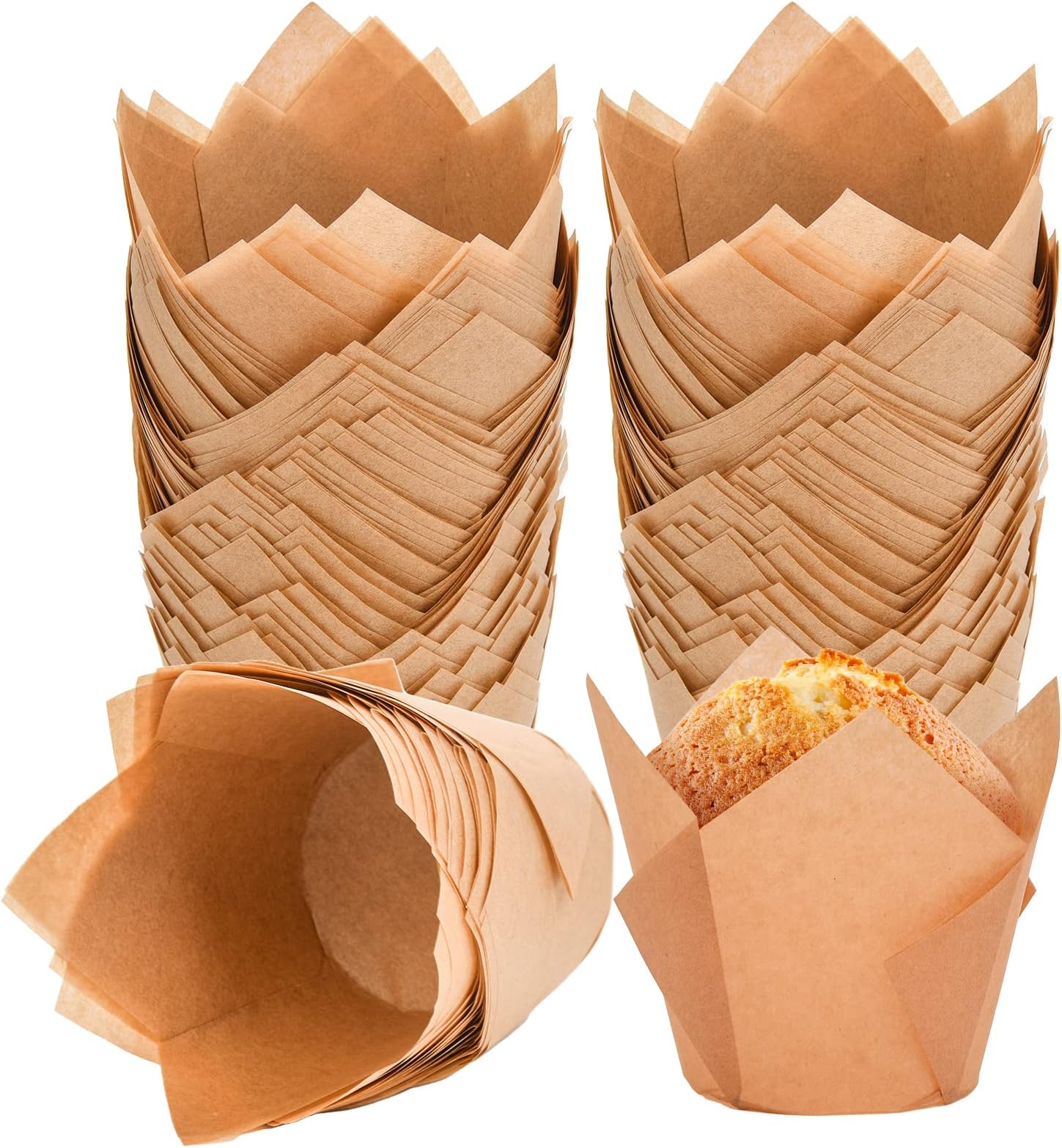 Amazon.com: CGIZEA 200 Pack Kraft Paper Cupcake Liners for Baking, 5 ...