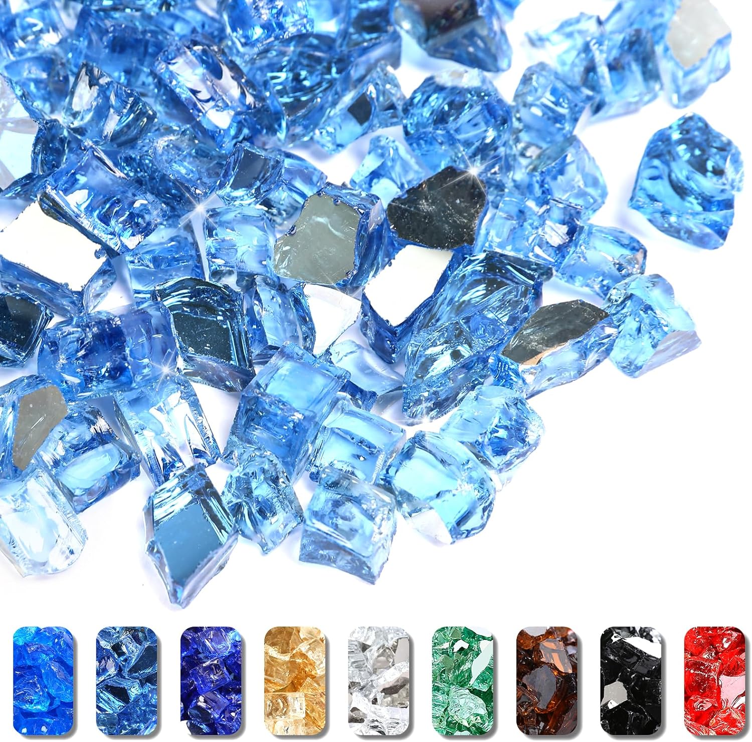 Amazon.com : GRISUN Pacific Ocean Blue Fire Glass for Fire Pit - 1/4 ...