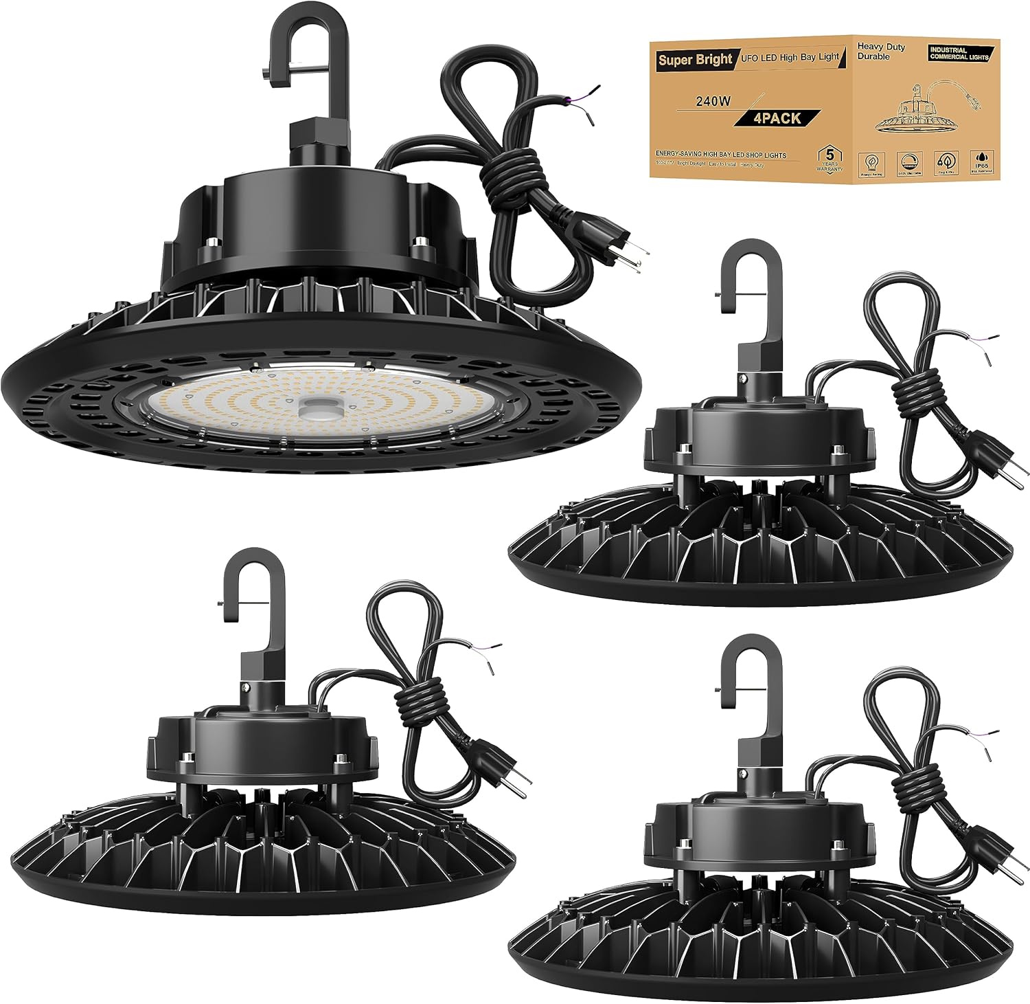 LED High Bay Light Super Bright Dimmable AC100-277V 240W 36000LM 5000K ...