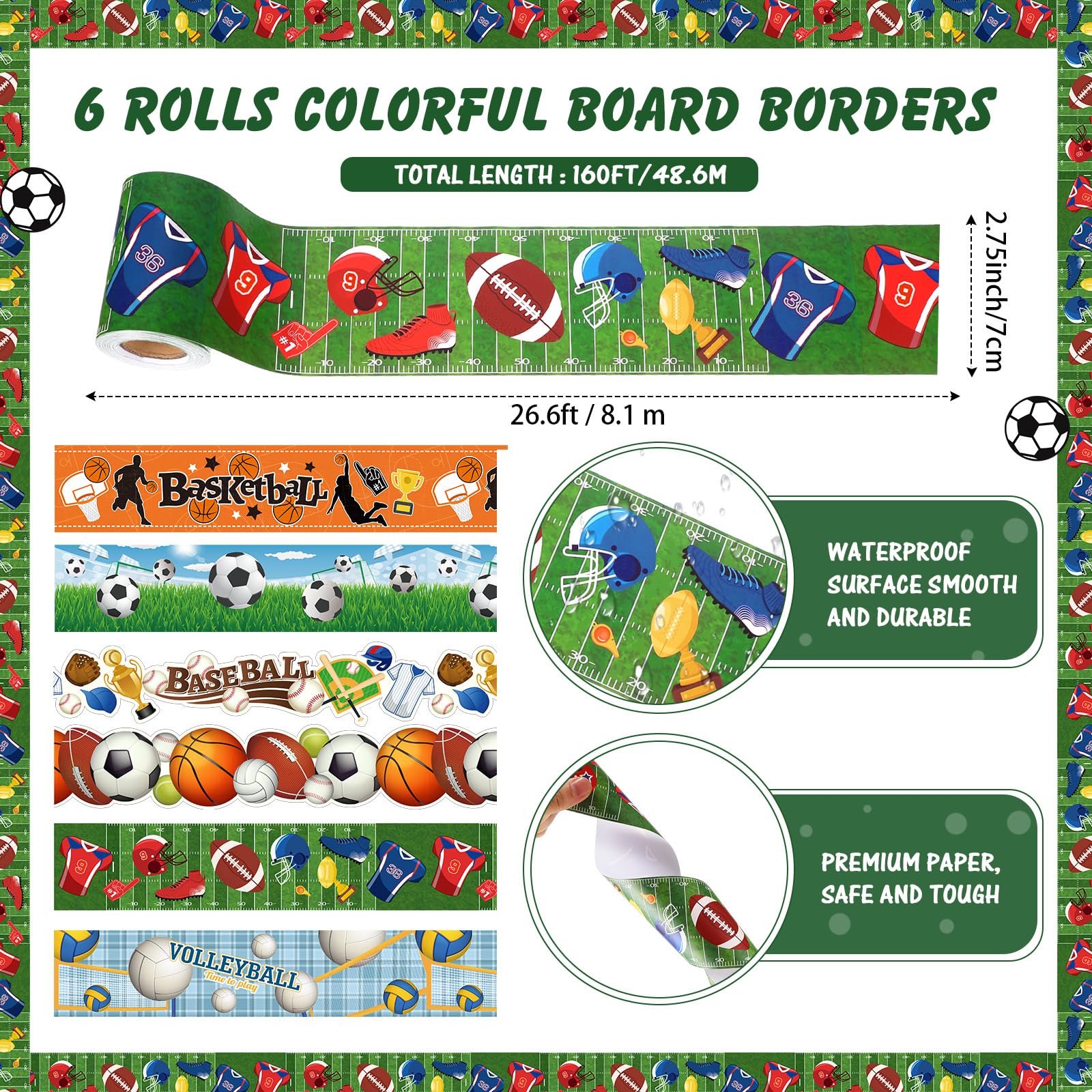 Snapklik.com : 160ft Sport Border For Bulletin Board, Sport Classroom ...