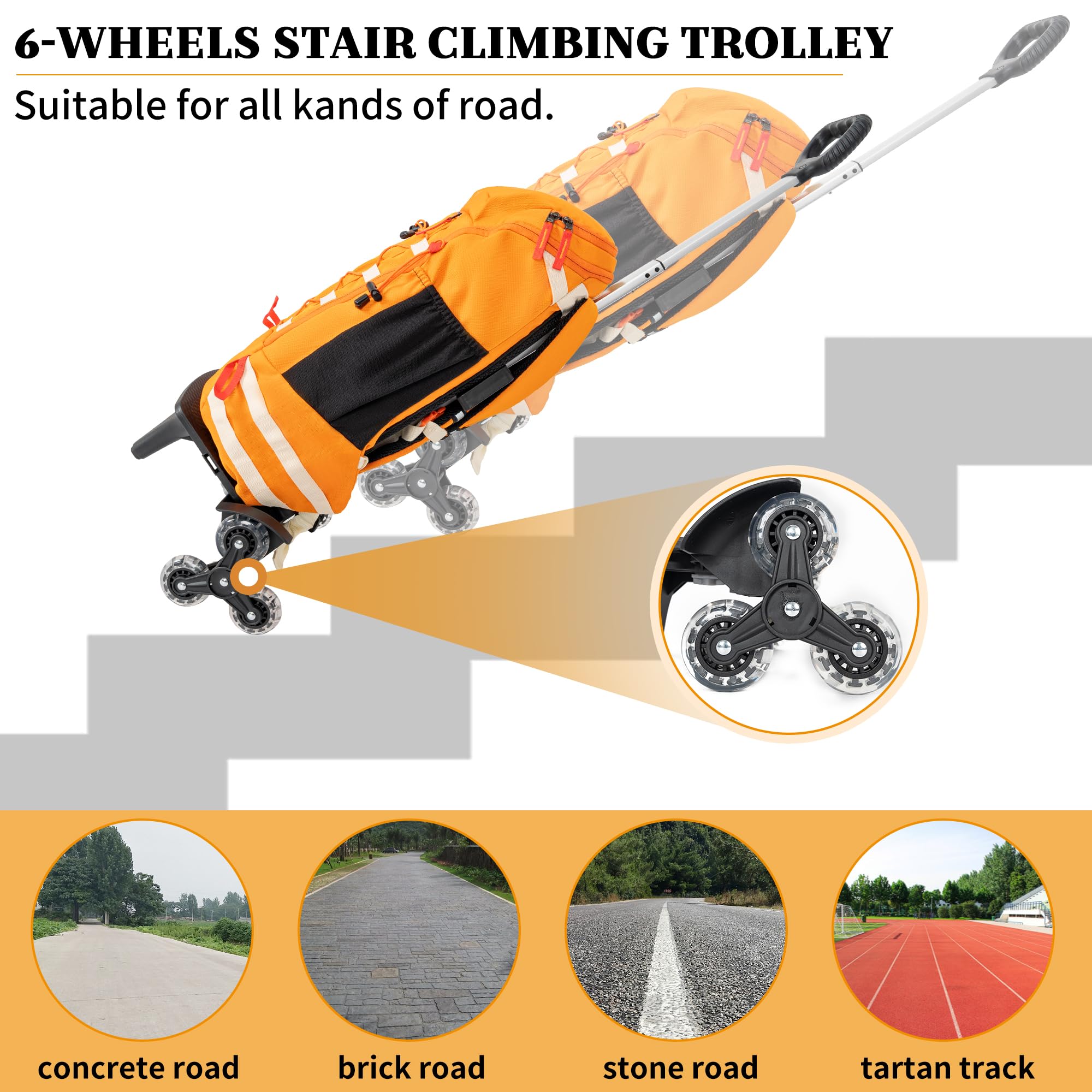 Snapklik.com : Backpack Trolley 6-Wheels Rolling Dolly Luggage Cart For ...