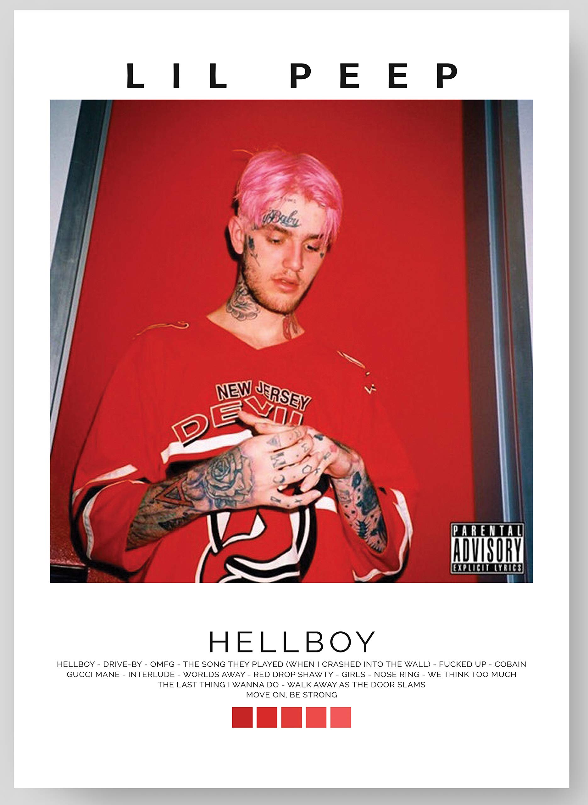 Lil Peep - Hellboy Album Cover Poster Print With Track List and Color ...