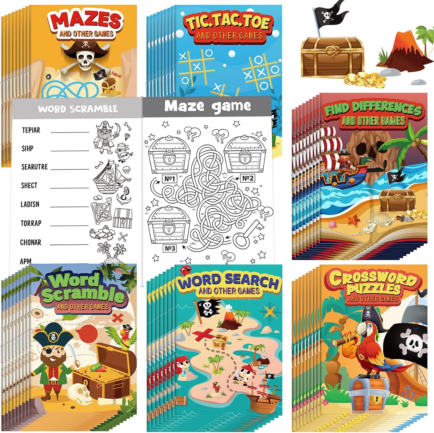Amazon.com: Hungdao 48 Pcs Pirate Mini Activity Books Bulk for Boys ...