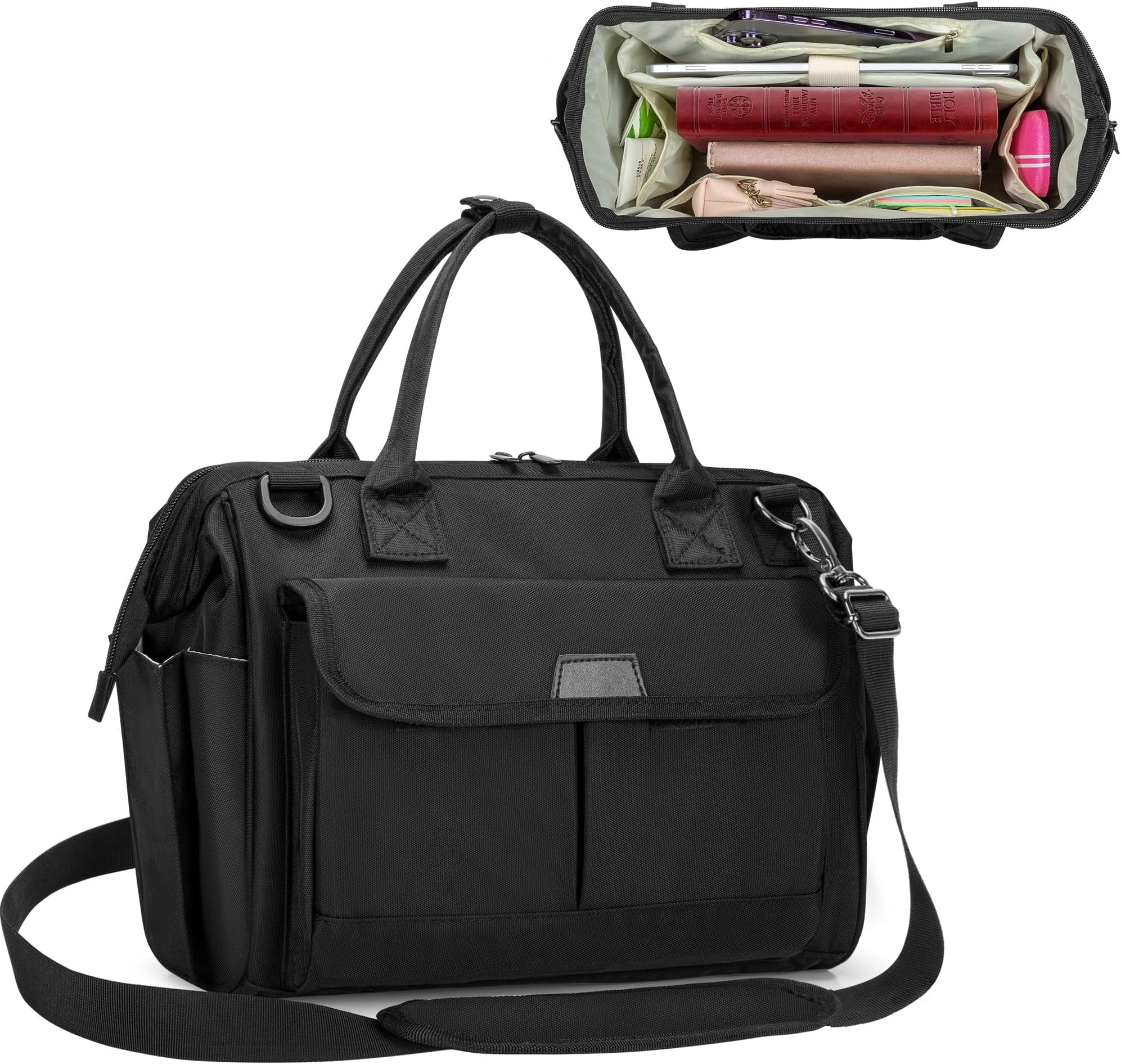 Amazon.com: LoDrid Bible Bag Tote with Multiple Pockets for Bible Items ...