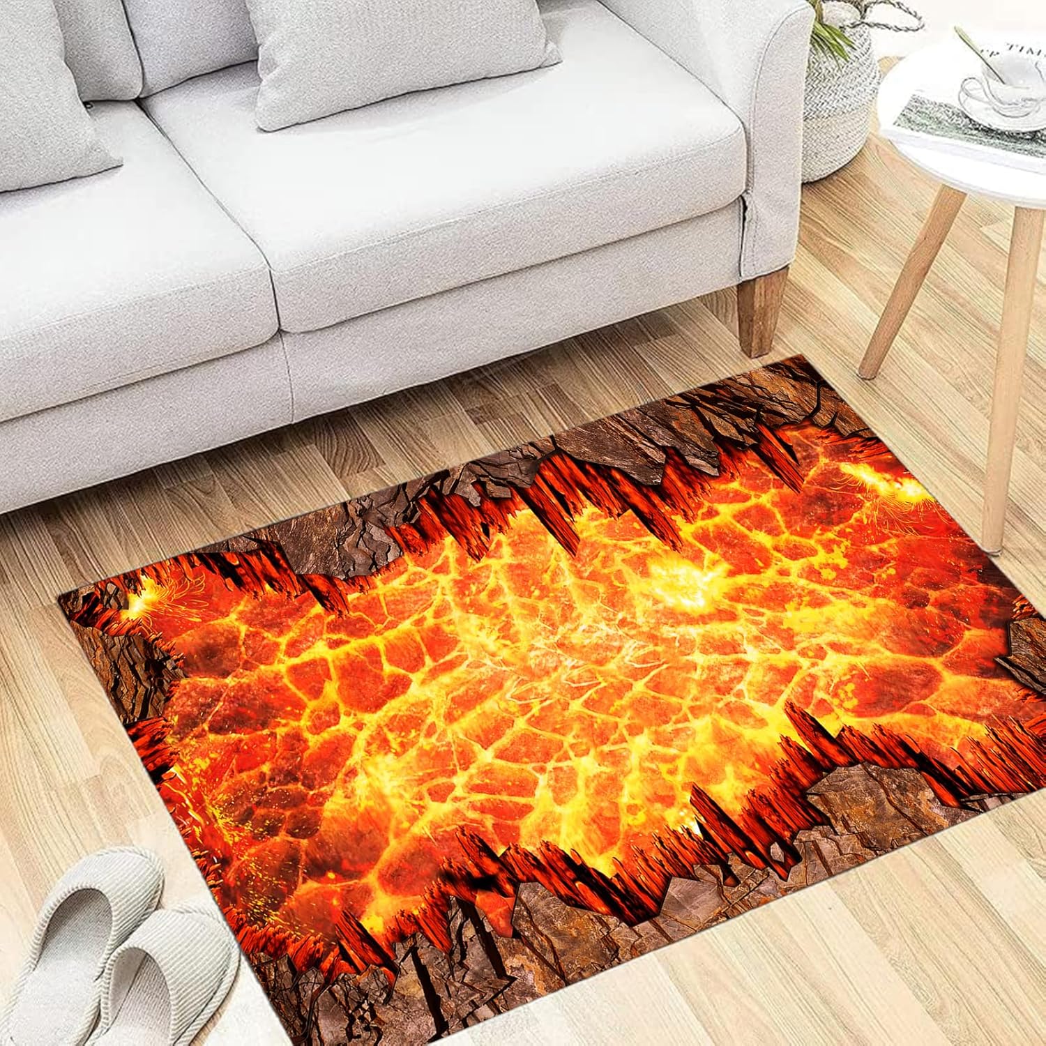 Amazon.com: Mothy 3D Flame Area Rugs, 4x6ft, Home Decor 3D Optical ...