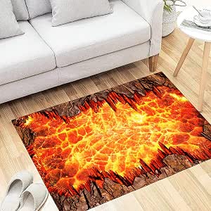 Amazon.com: 3D Flame Area Rugs, 3x5ft, Home Decor 3D Optical Illusion ...