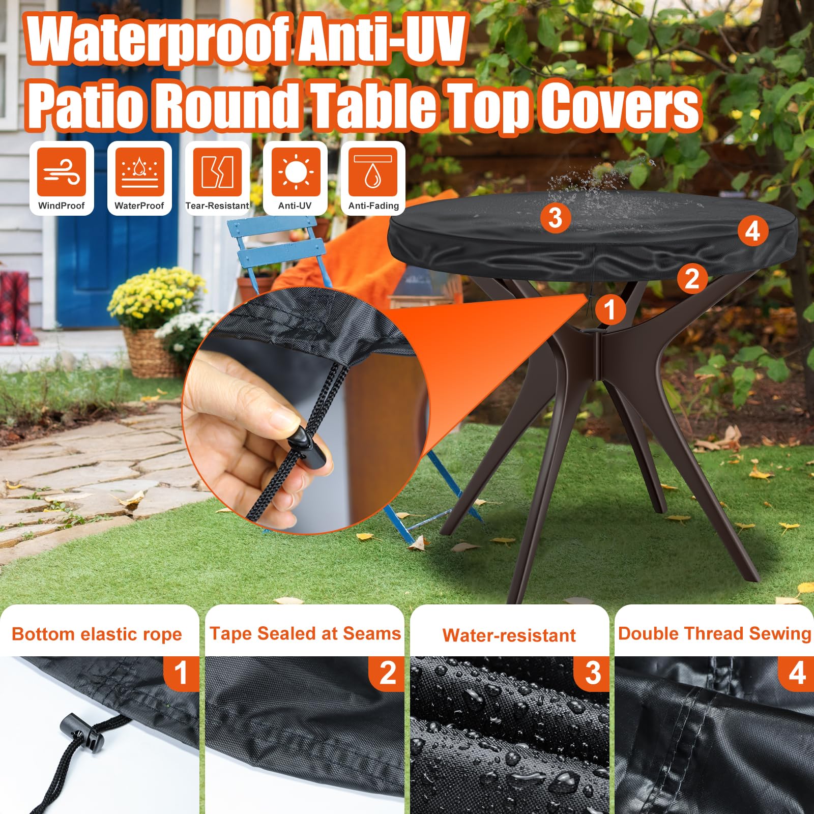 Snapklik.com : Outdoor Round Table Cover, 30" DIA X 4" H Patio Round ...