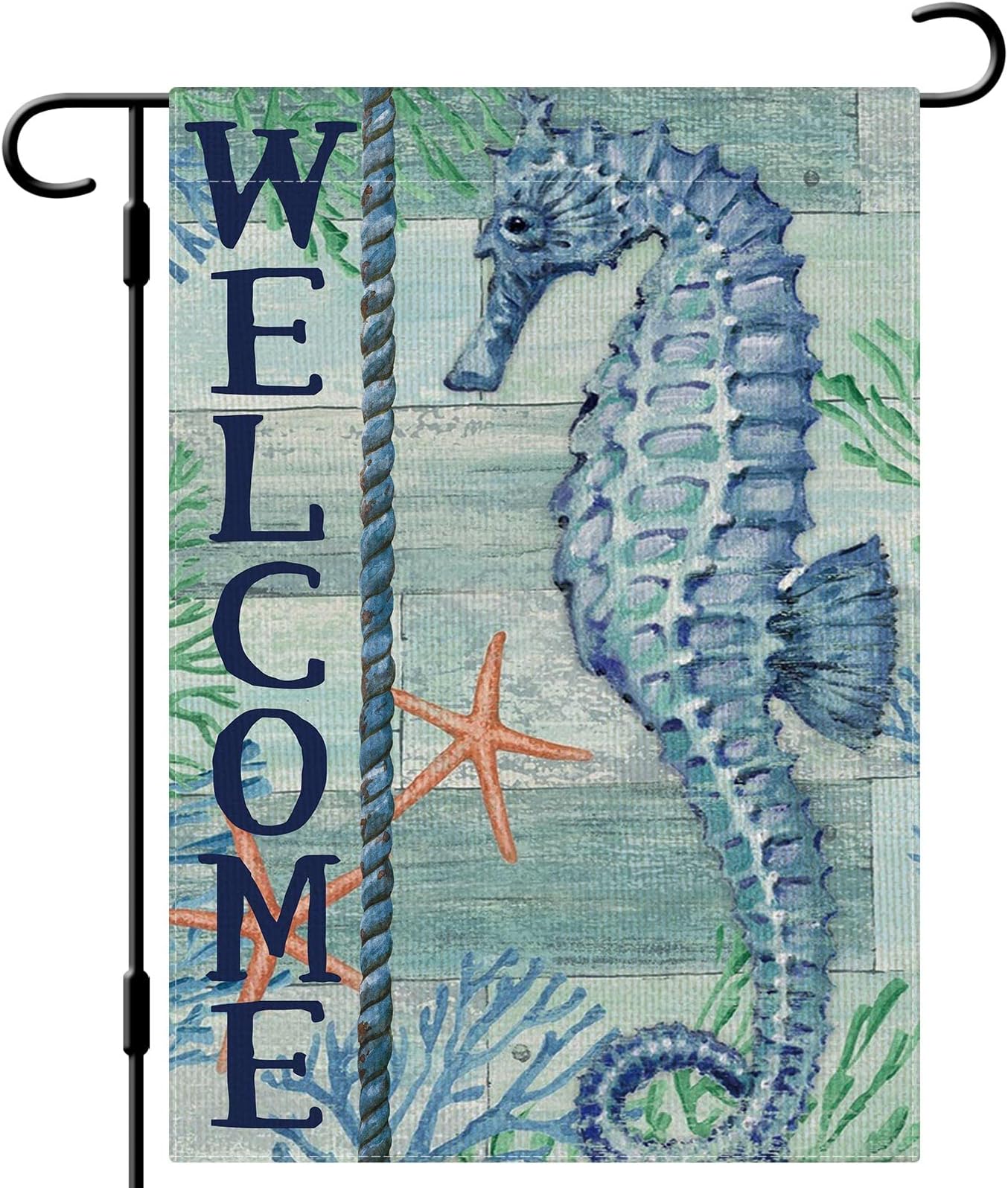 Amazon.com : DLZDN Welcome Sea Turtle Garden Flag Beach Garden Flag ...