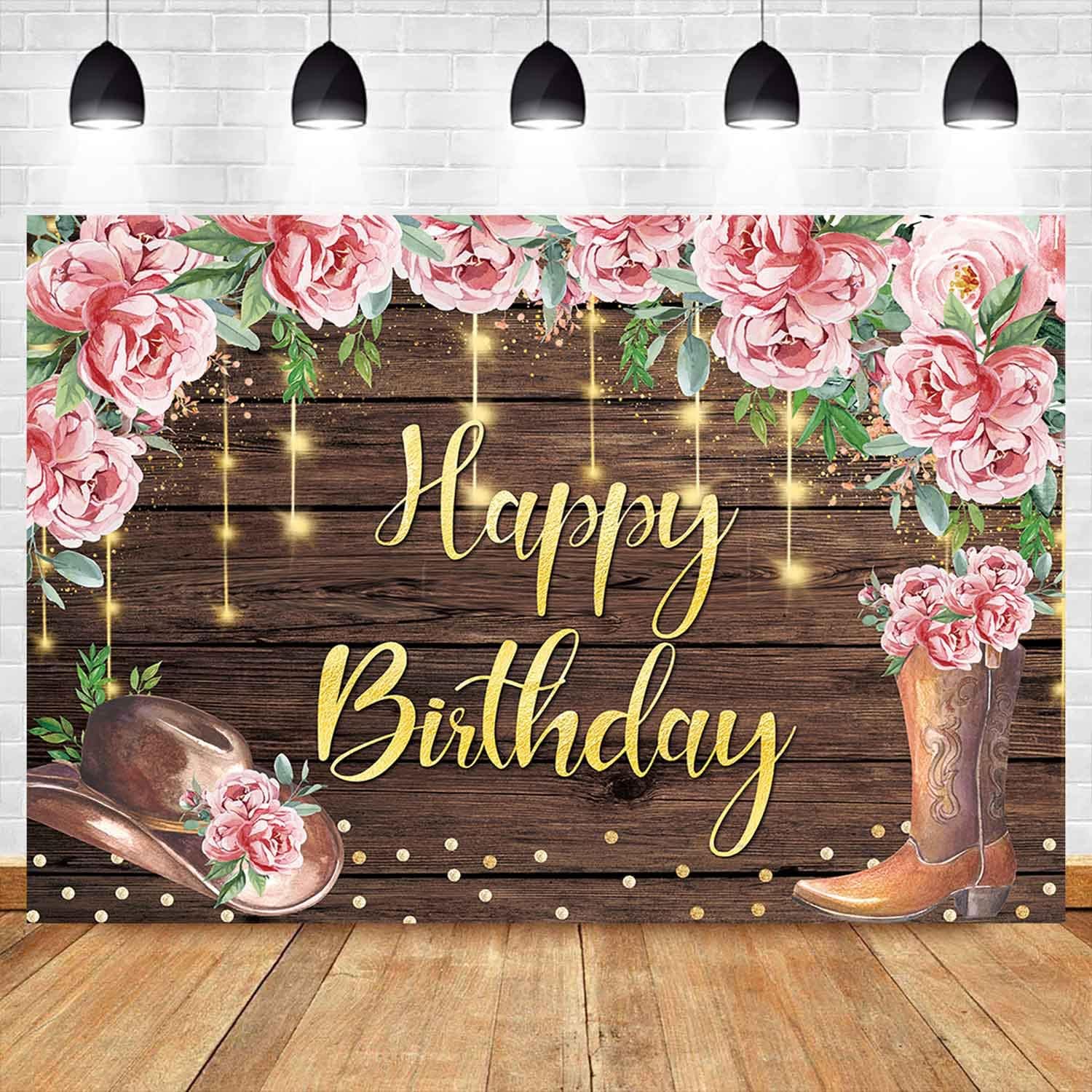 Amazon.com : Sensfun Western Cowgirl Birthday Backdrop Country Boot Hat ...