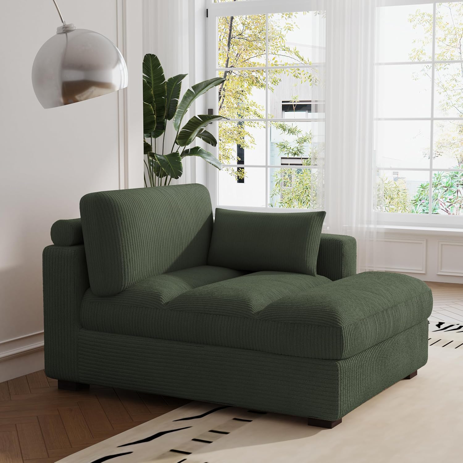 Amazon.com: UIXE Oversized Corduroy Chaise Lounge Chair with Left ...