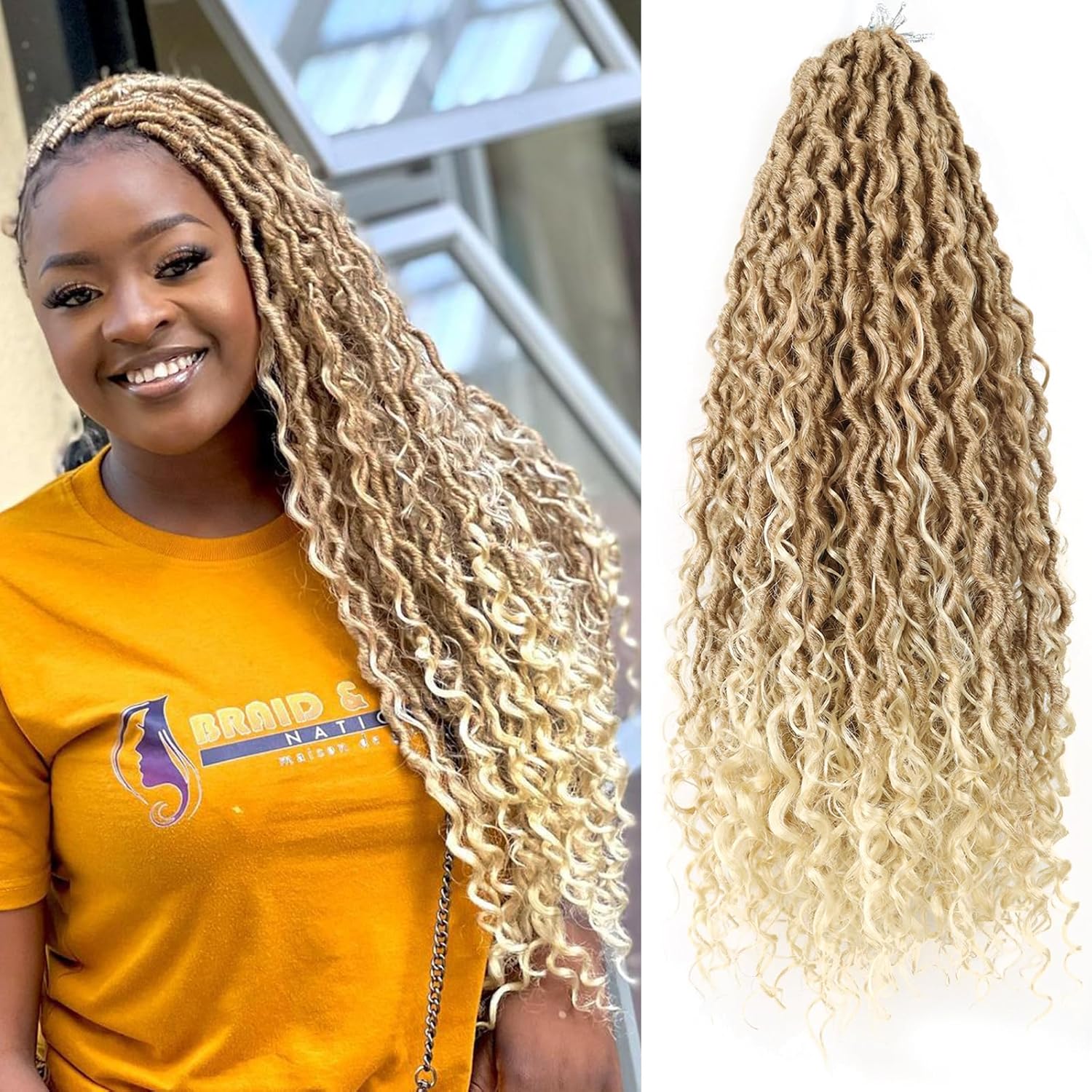 Amazon.com : Goddess Locs 22 Inch Blonde Faux Crochet Hair 7 Packs With ...
