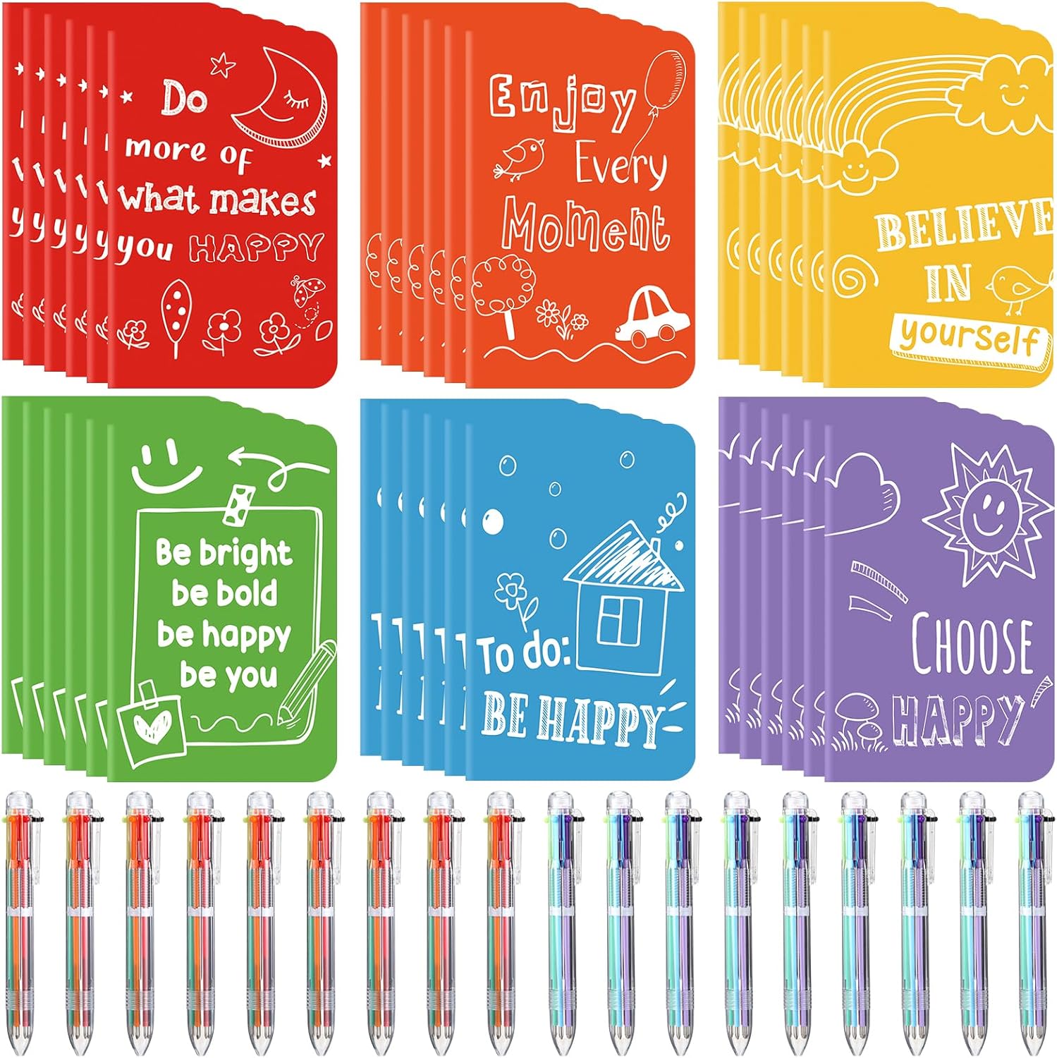 Amazon.com : Fulmoon 30 Sets Mini Colorful Inspirational Notebooks Back ...