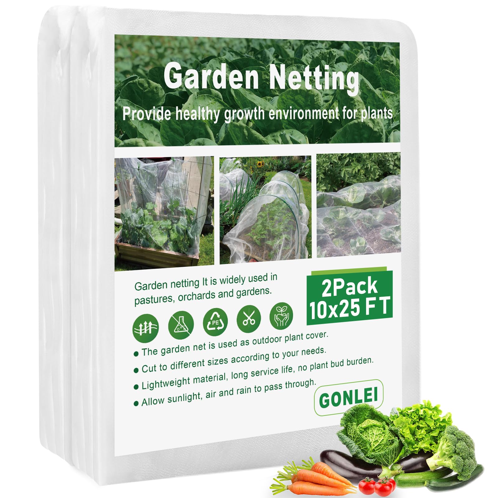 Amazon.com : GonLei Garden Netting 2pack 10x25FT Fruits Tree Netting ...