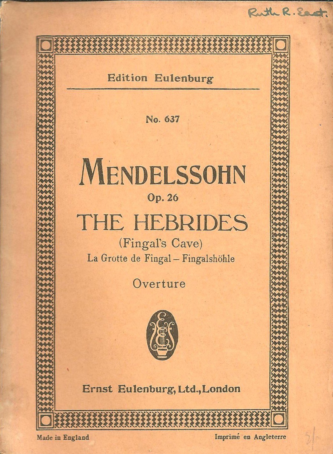 Mendelssohn Opus 26, The Hebrides (Fingal's Cave) Overture (EDITION ...