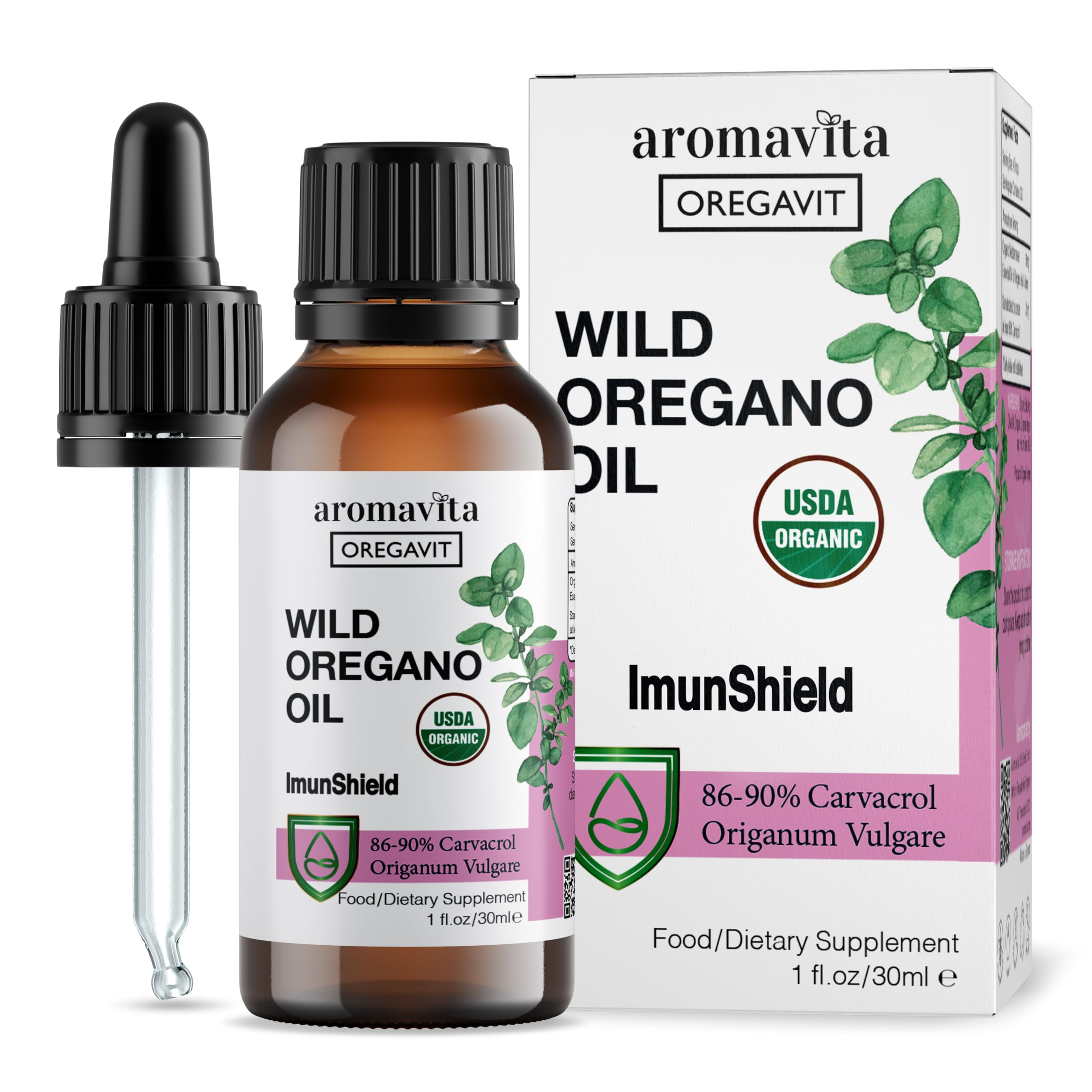 Amazon.com: AROMAVITA ImunShield Wild Oregano Oil Organic Liquid Drops - Hand-Picked Oregano ...