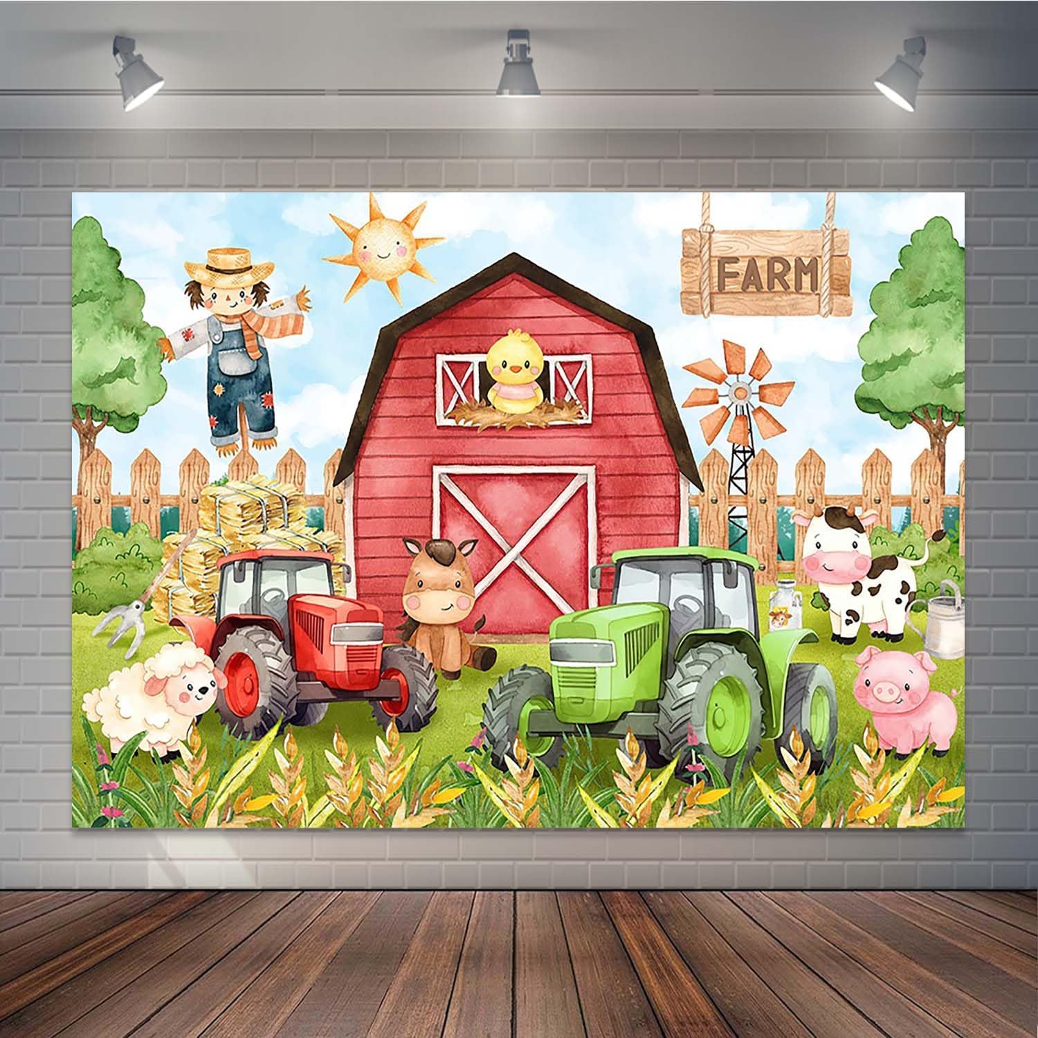 Amazon.com : 7x5ft Farm Red Barn Backdrop Kids Birthday Party Banner ...