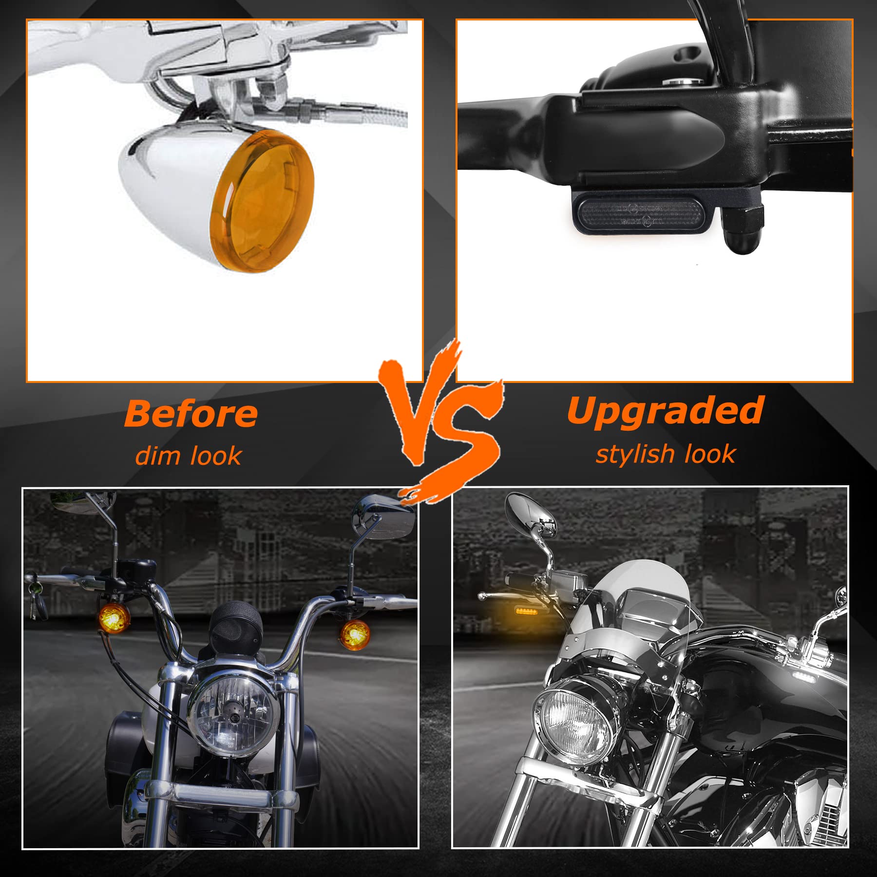 Snapklik.com : Universal Motorcycle Led Turn Signals Handlebar Marker ...