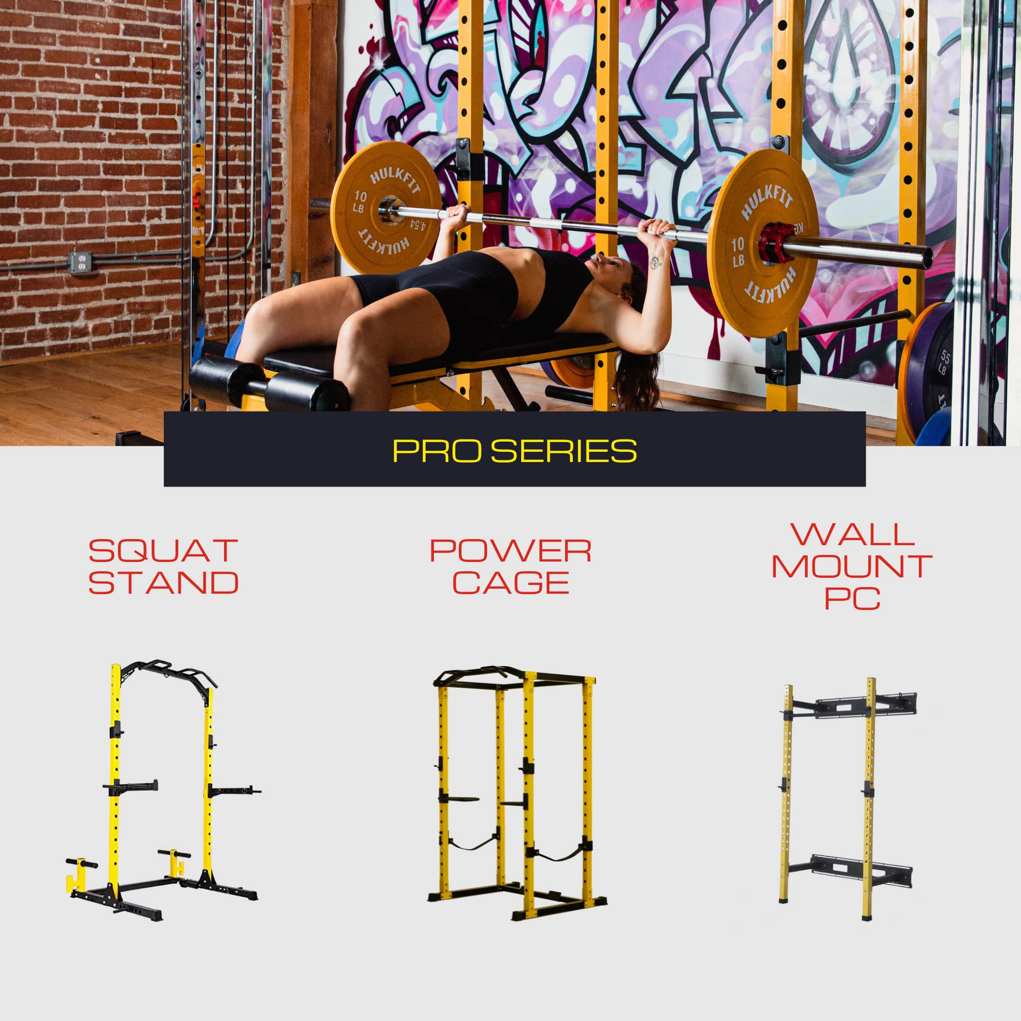 HULKFIT Pro Series 2.35" x 2.35" Power Squat Rack Stand with Pull Up ...