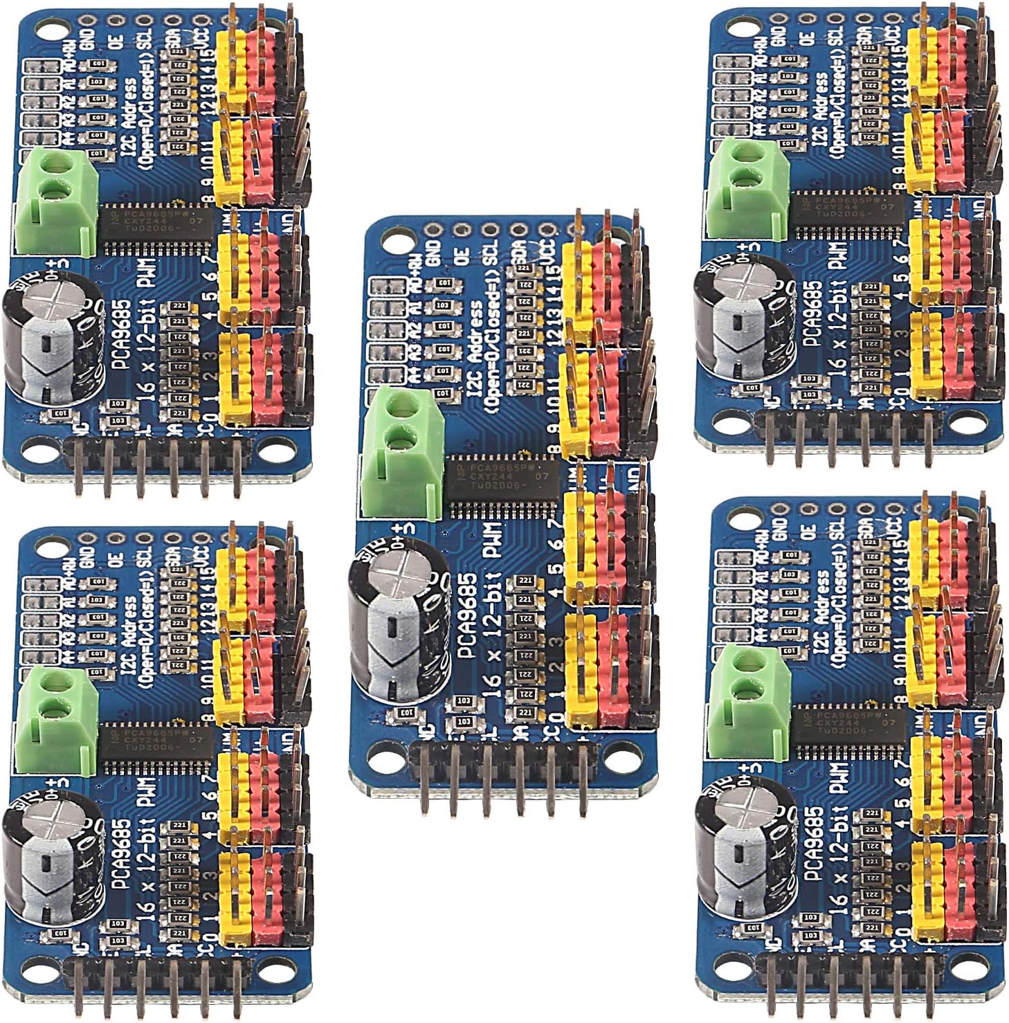 Amazon.com: Aoicrie 5pcs PCA9685 16 Channel PWM Servo Motor Driver ...