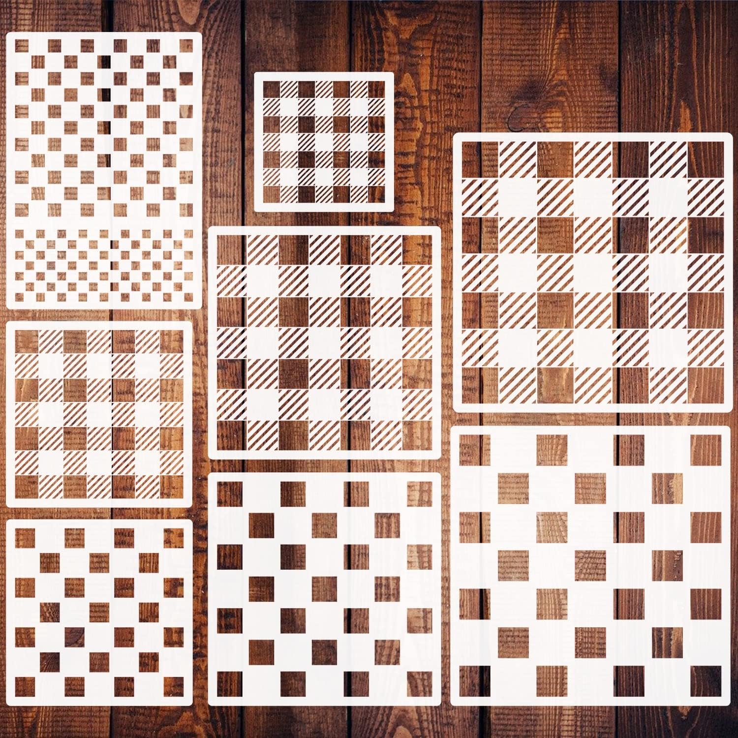 Amazon.com : 4PCS Checks Stencils Checkerboard Stencils 4 Sizes Square ...
