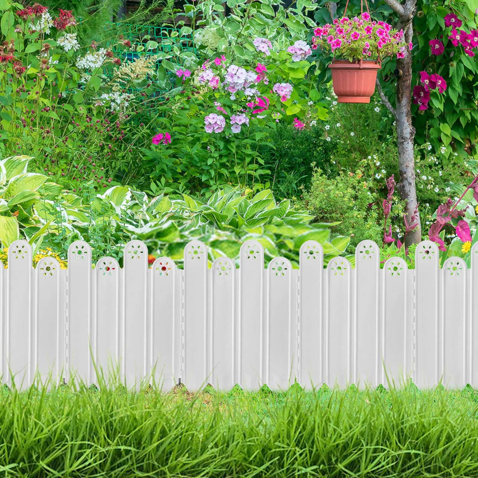 HASTHIP® 10Pcs White Garden Fence Connectable Decorative Garden Fences ...