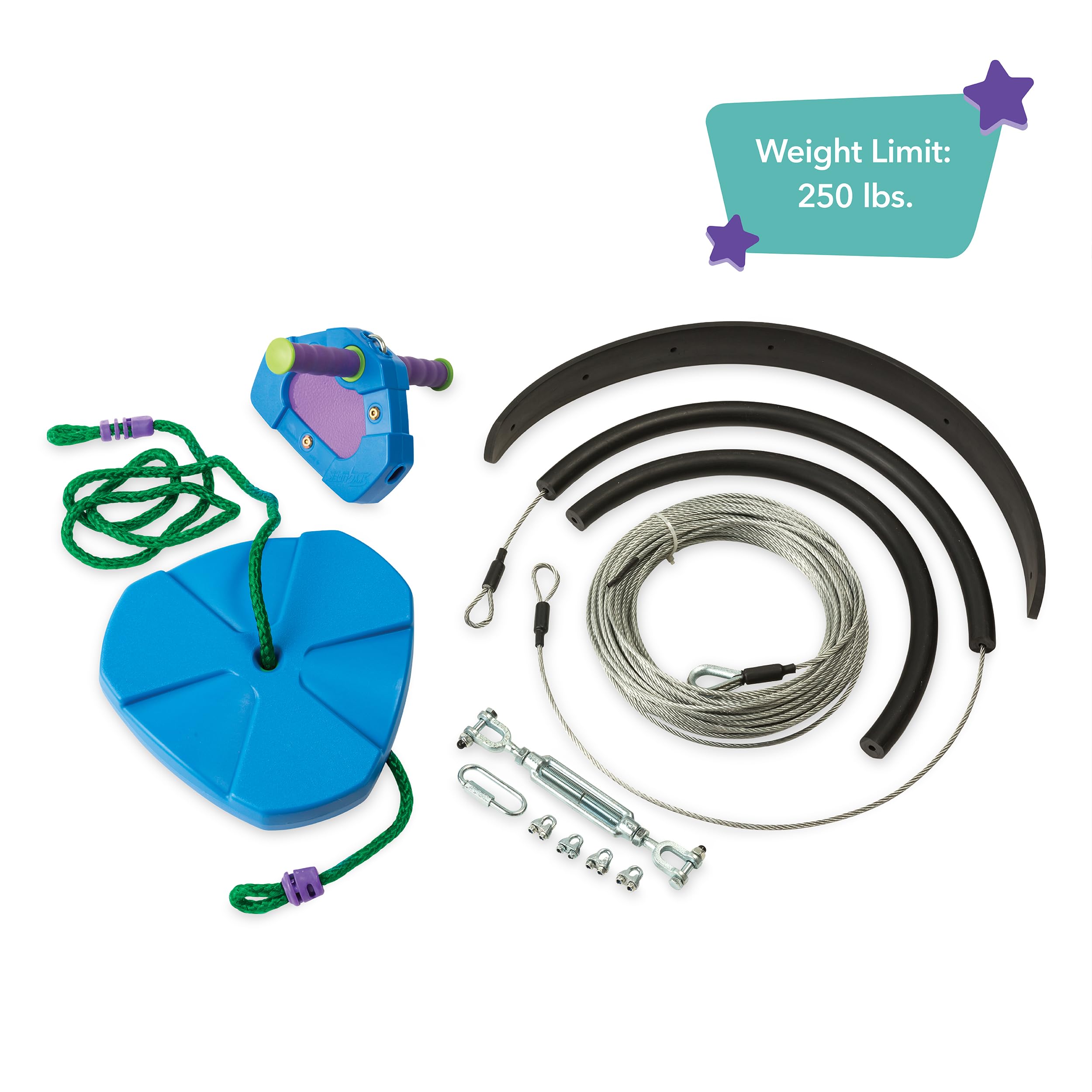 Snapklik.com : HearthSong 150-Foot Galvanized Steel Backyard Zipline Kit