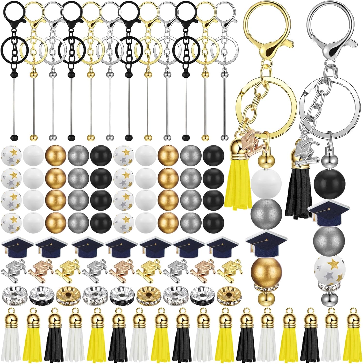 Amazon.com: Remuuly 12 Pcs Graduation Beadable Keychains Bulk DIY ...