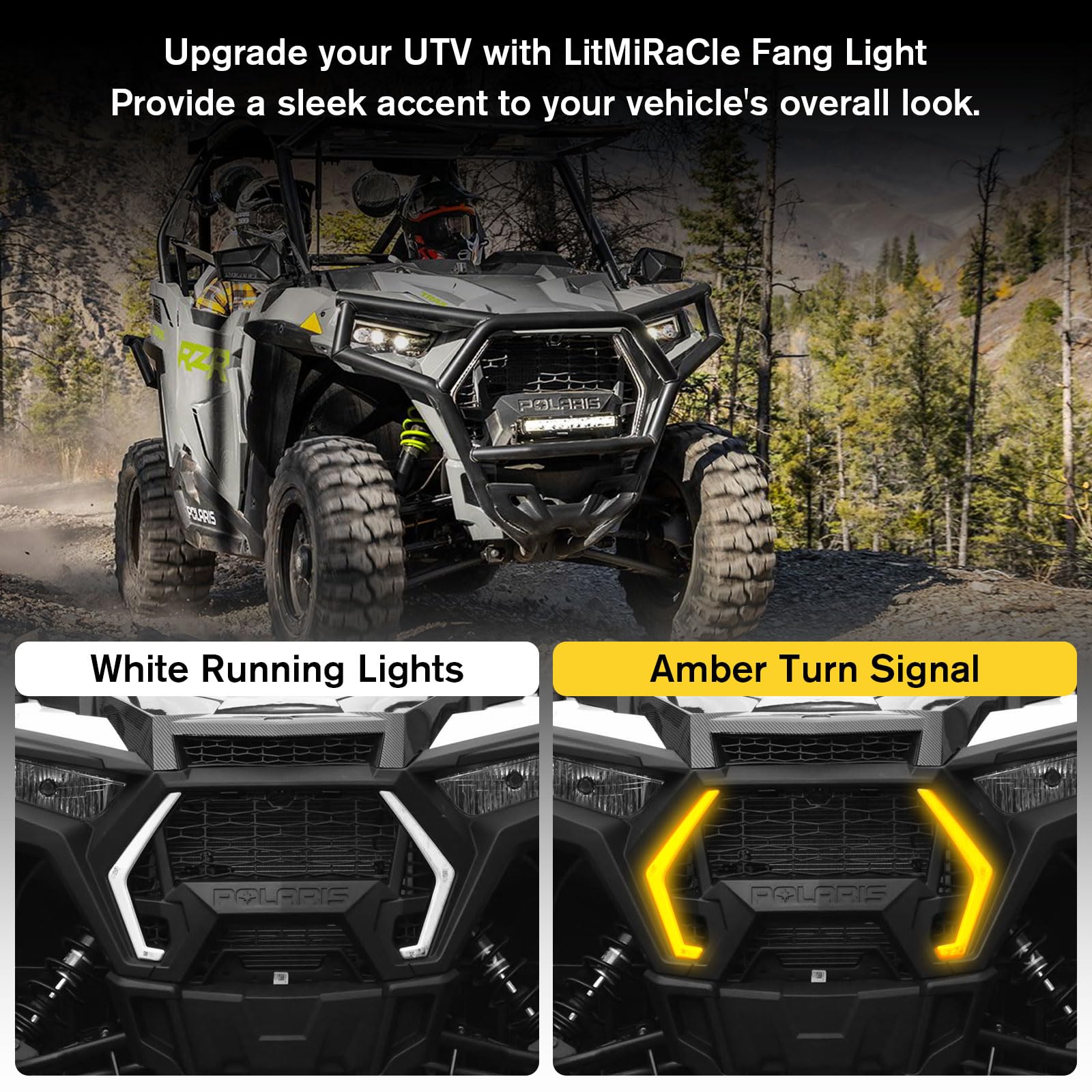 LitMiRaCle LED Turn Signal Fang Light with DRL for Polaris RZR XP 1000 ...