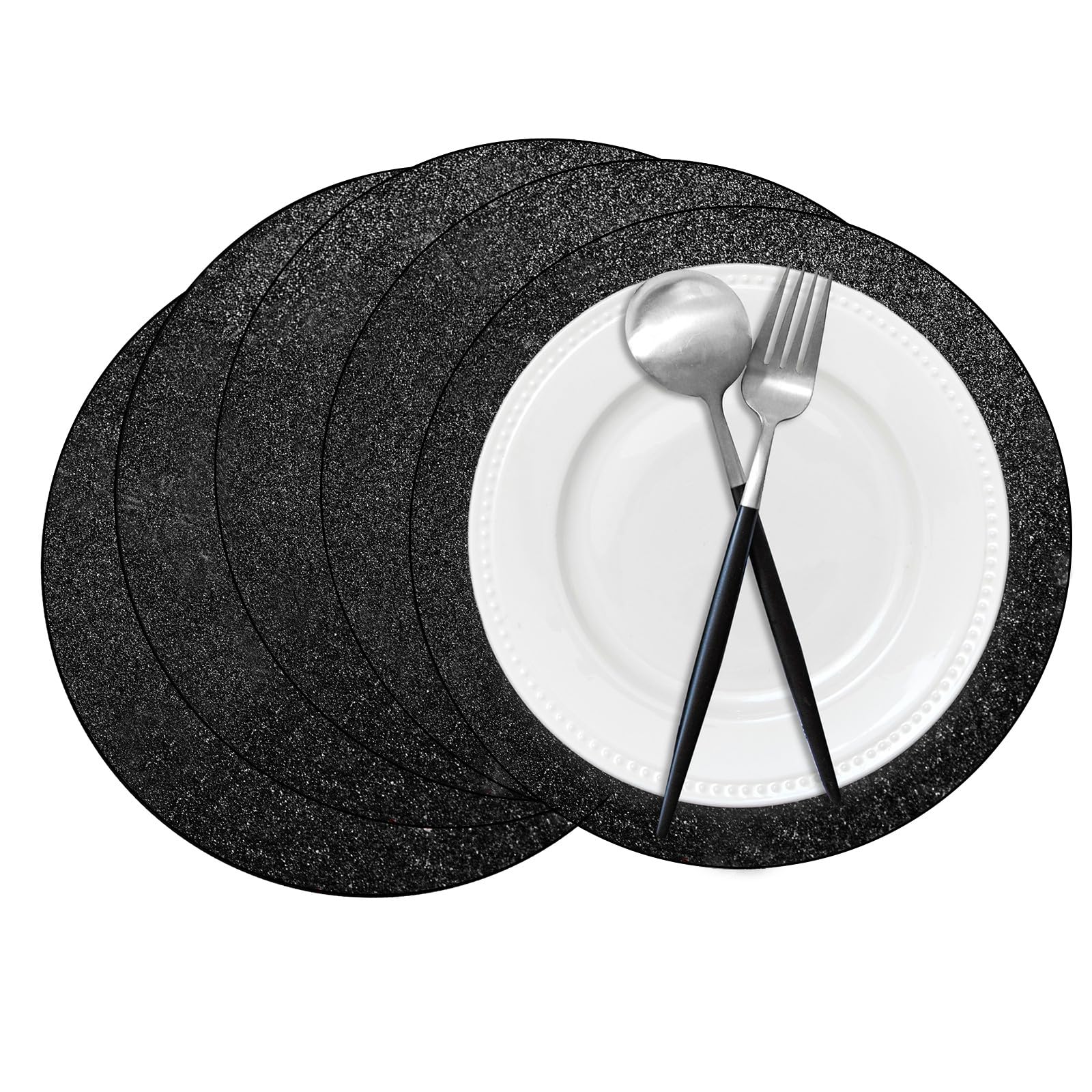 Amazon.com: 50 Pieces Black Glitter Paper Place Mats Sparkle 14'' Round ...