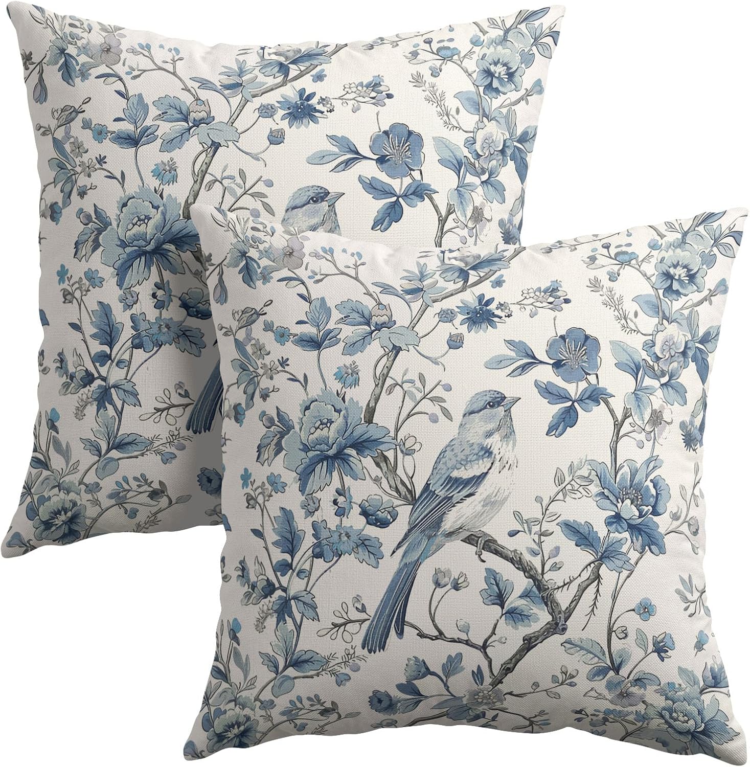 Amazon.com: Chinoiserie Trees Pillow Covers 18x18 Inches Blue and White ...