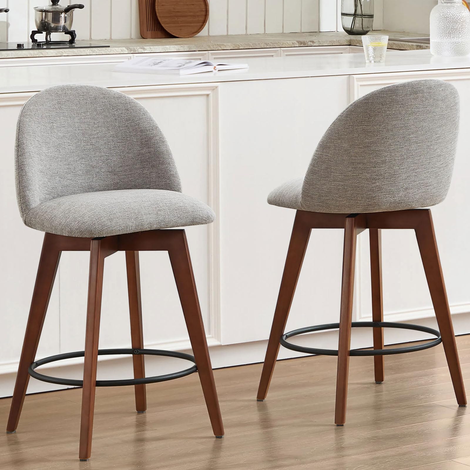 Snapklik.com : Zesthouse Swivel Bar Stools Set Of 2, 26" Solid Wood ...