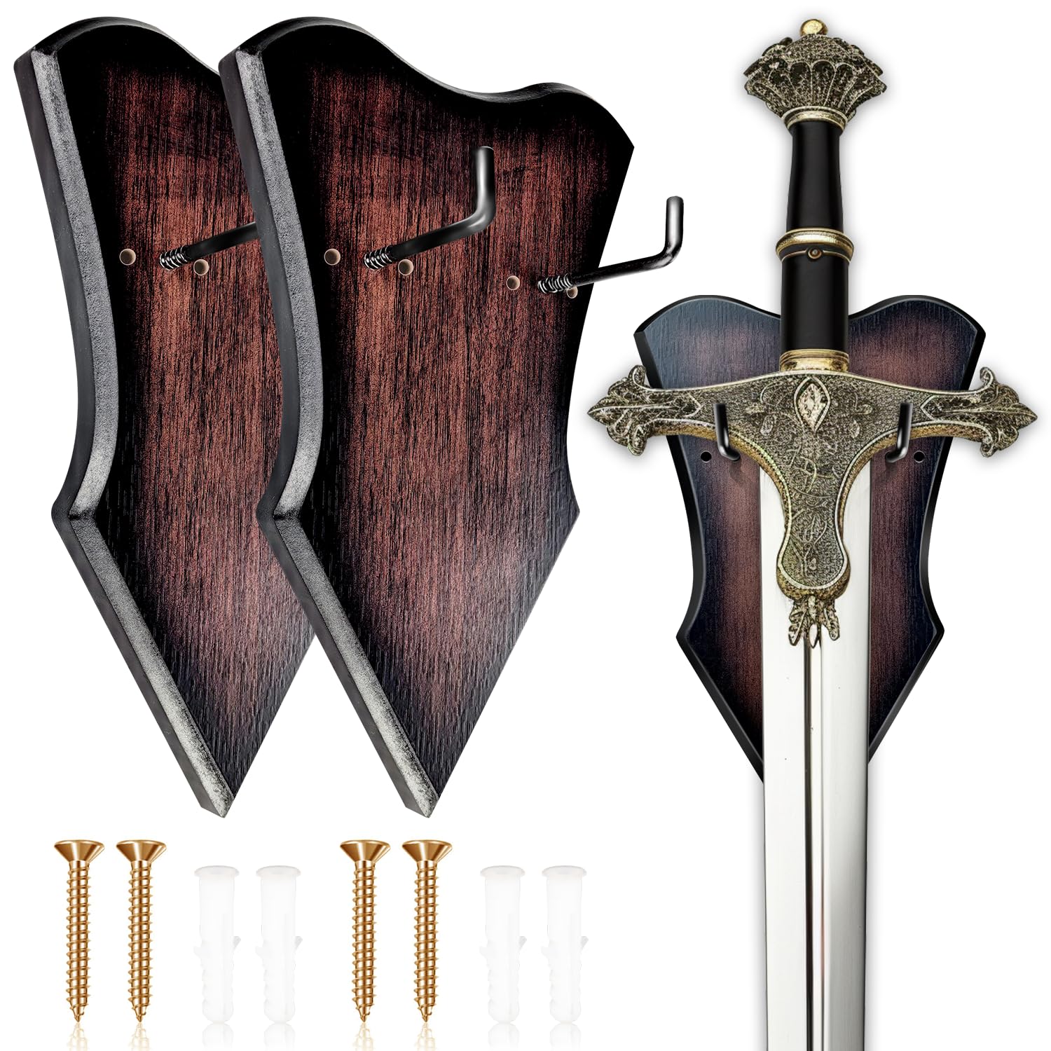 Amazon.com: FLURSAILE Sword Plaque Wall Mount Vertical Sword Display ...