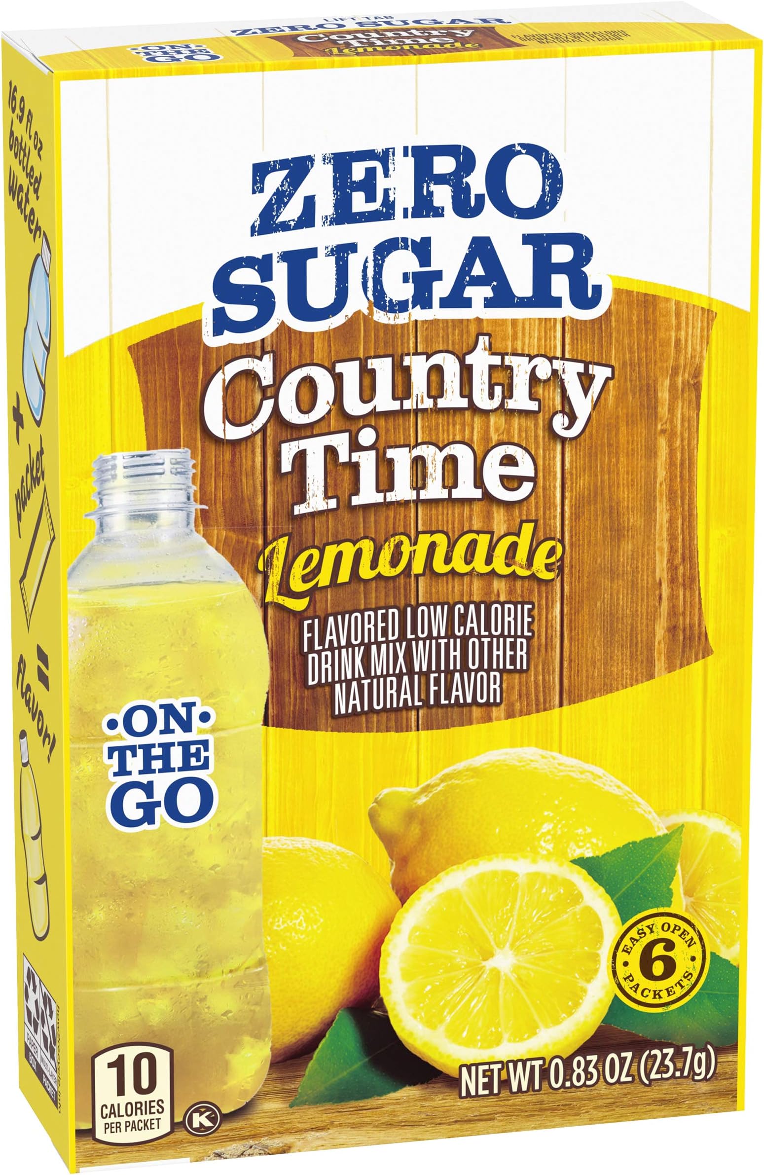 Amazon.com : Country Time Lemonade Zero Sugar On The Go 6 Sachet Drink ...