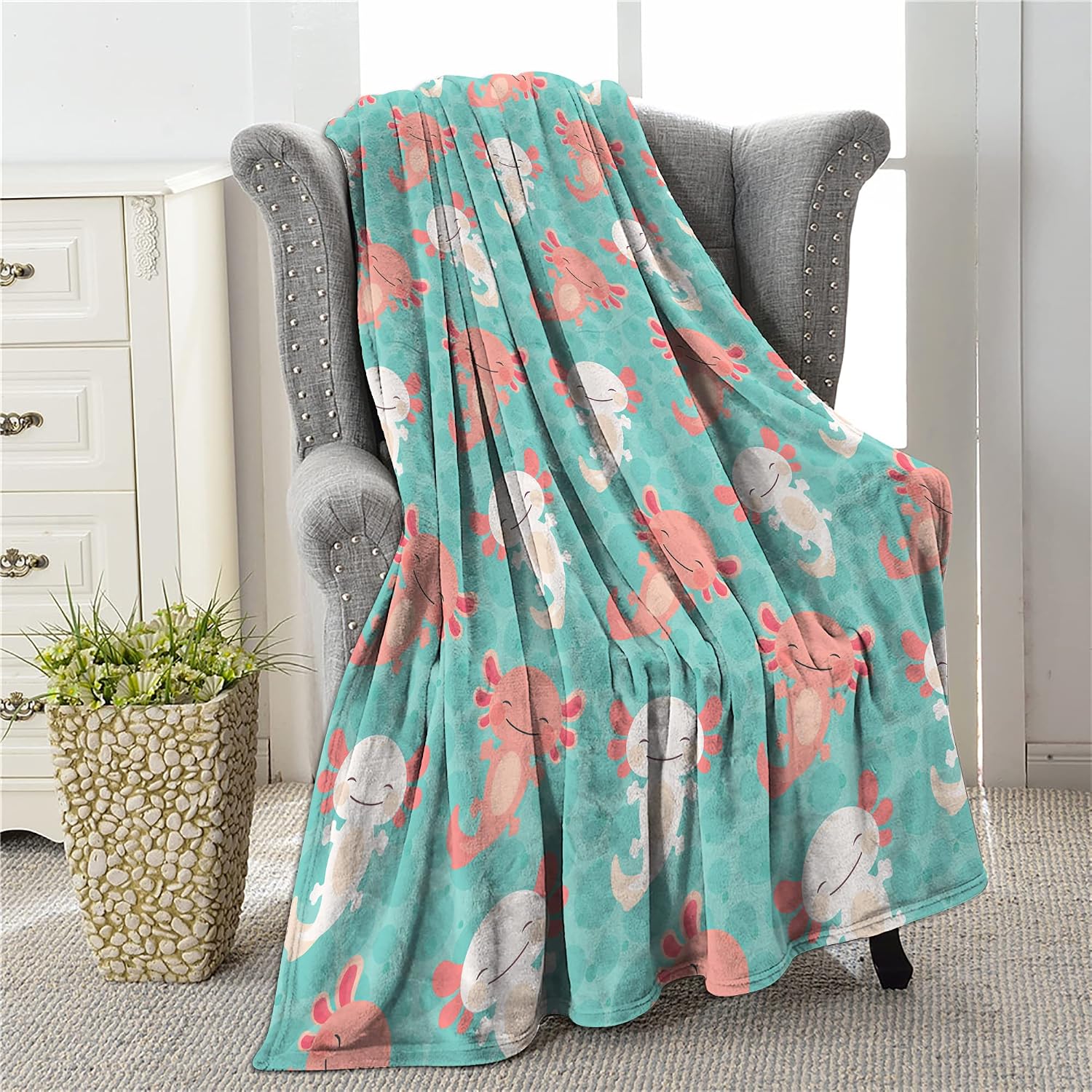 Amazon.com: COLLA Cute Axolotl Blanket for Girls Boys Cute Kids Throw ...