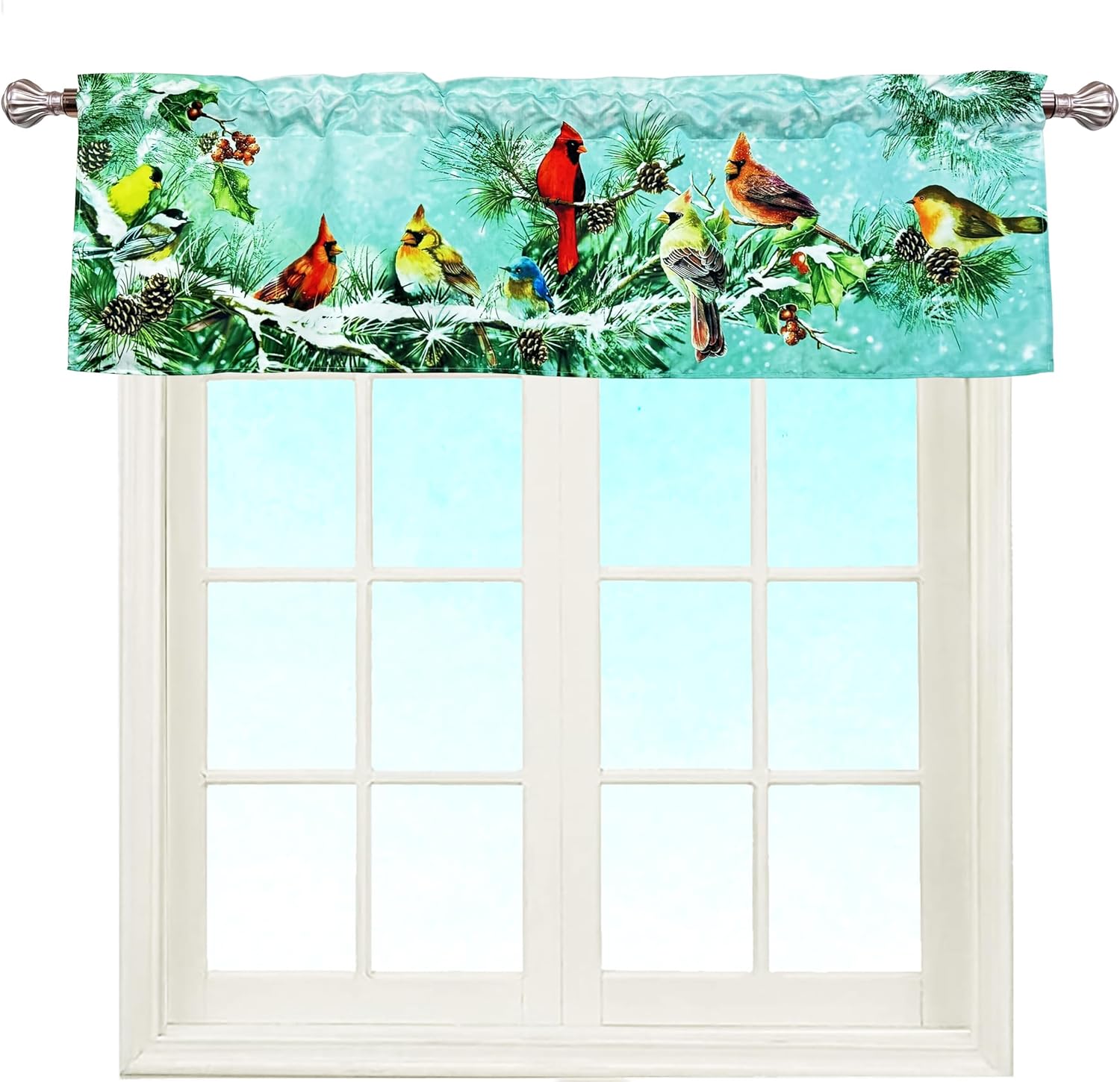 Amazon.com: EZ.enjoy Winter Scene Birds Cardinal Window Curtain Valance ...