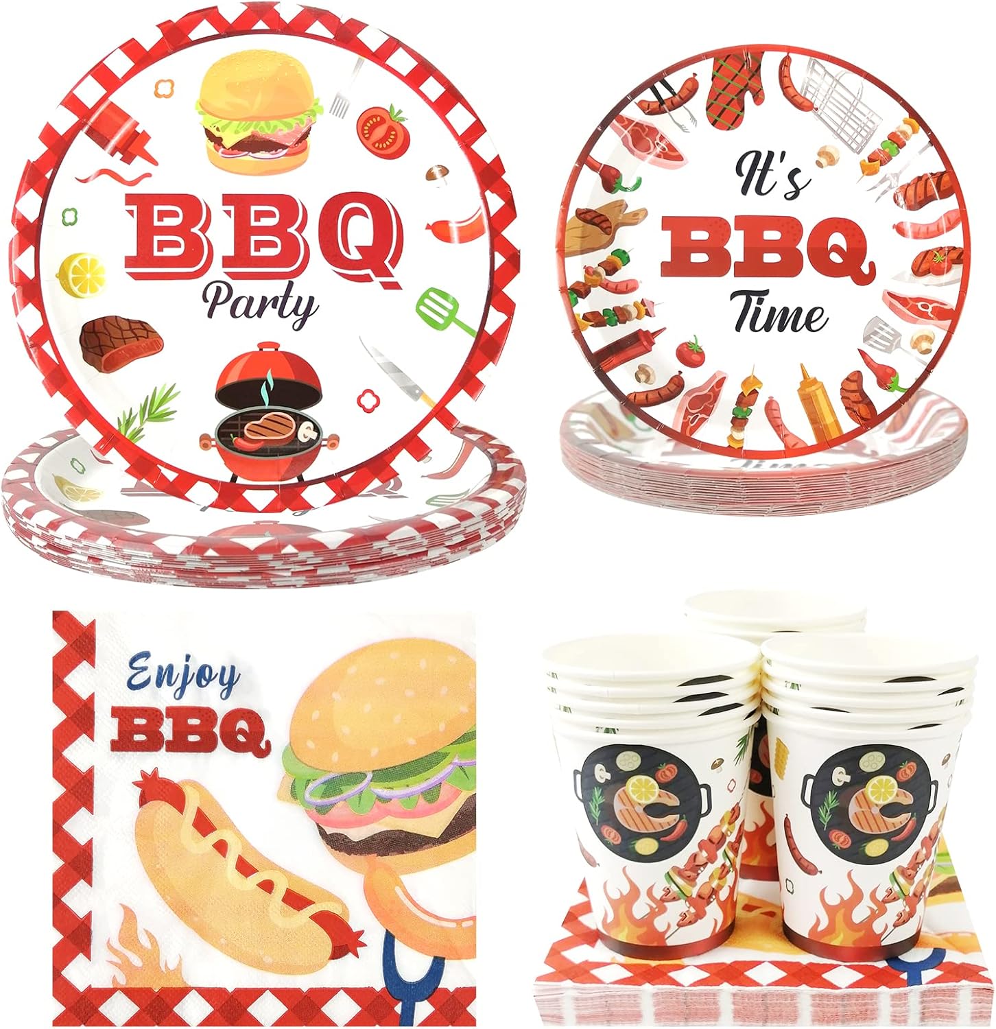 Amazon.com: CIEOVO BBQ Party Supplies - Serves 16 Guest Includes Party ...