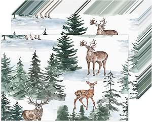 Amazon.com: Bayson 50 Pieces Deer in The Woods Paper Placemats ...