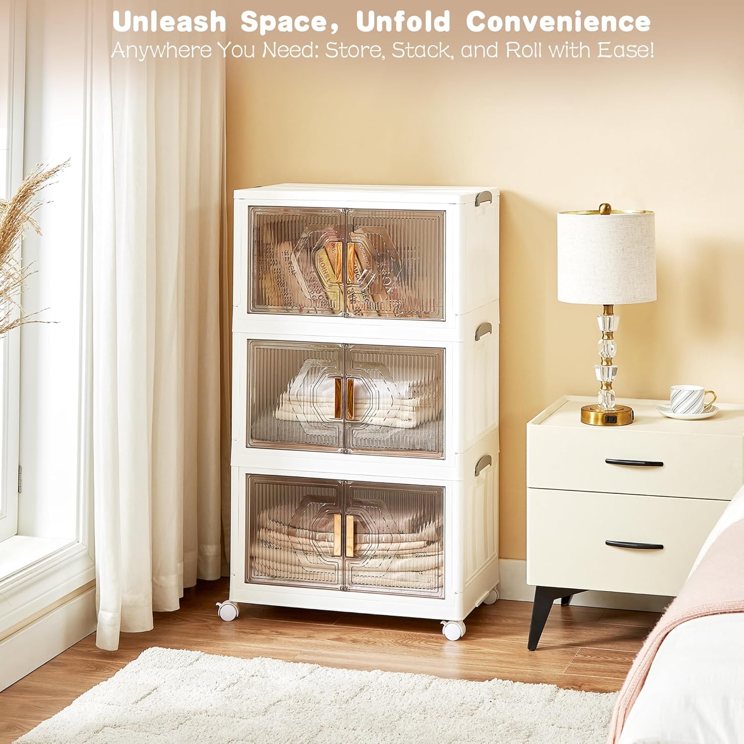 VECELO Contenedores de almacenamiento apilables de 19 galones con tapa ...