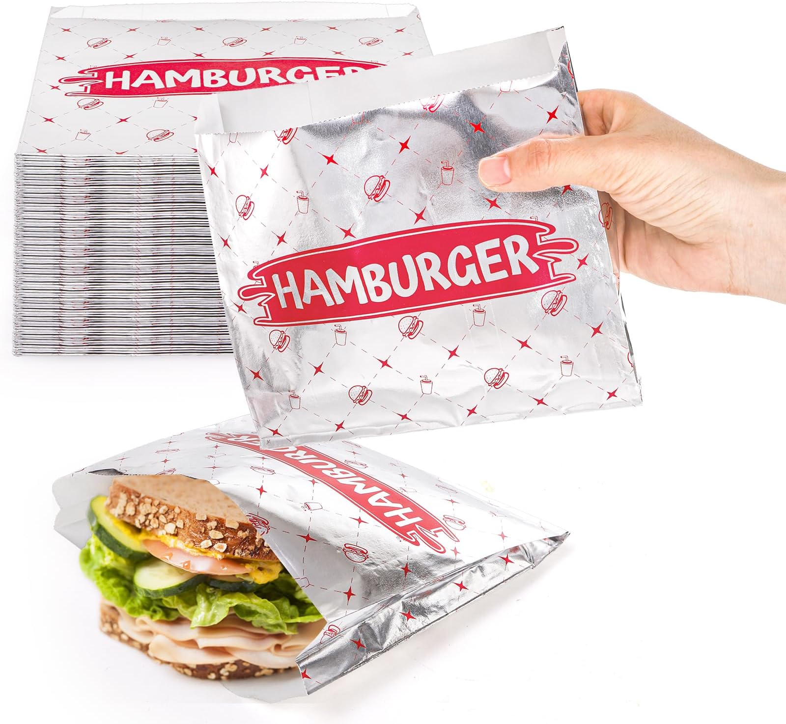 Amazon.com: Suwimut 150 Pack Burger Wrappers, Insulated Aluminum Foil ...