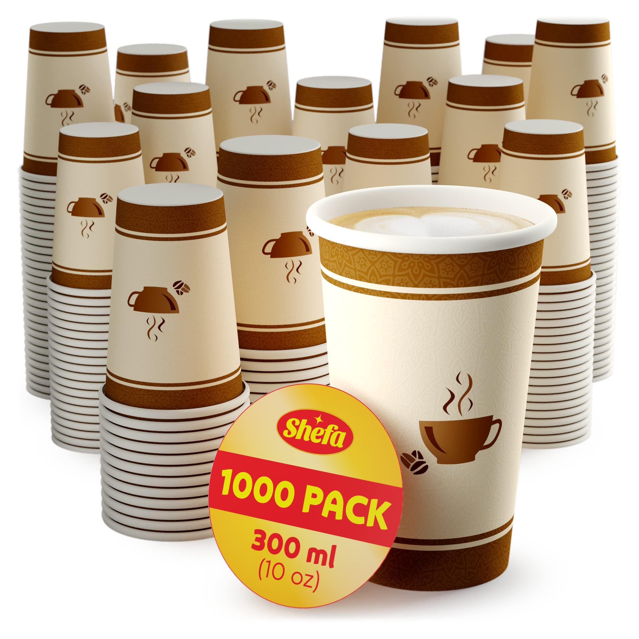 Shefa 10oz, 1000 Coffee Cups - Paper Cups for Hot Drinks or Cold Drinks, Hot Cup Takeaway for ...