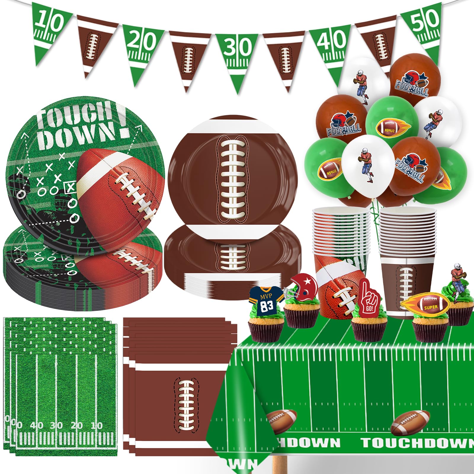 Amazon.com: 140PCS Football Party Supplies Tableware Set Serve 24 ...