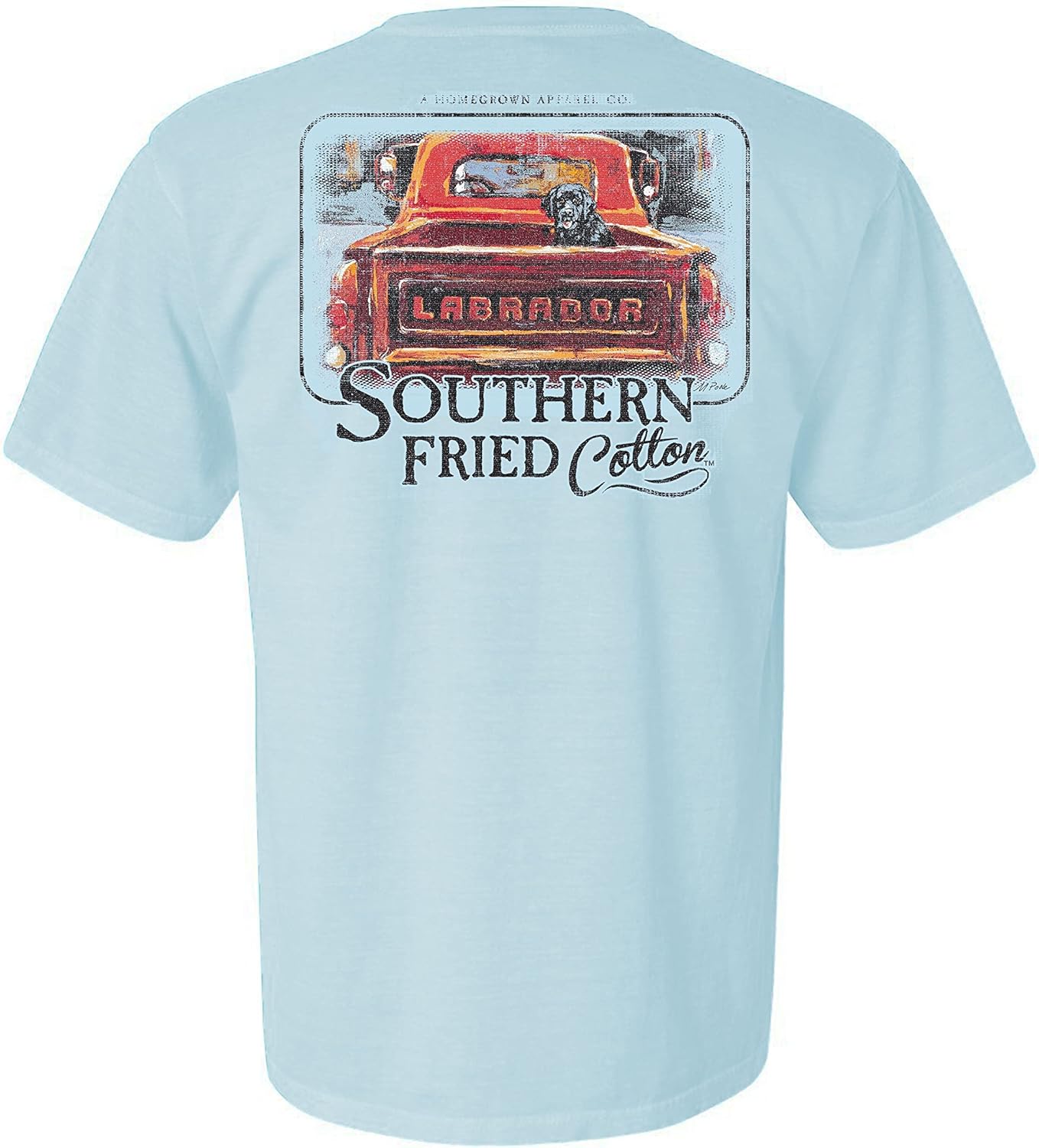 Southern Fried Cotton Black Lab in Red Pick Up T Shirt | Amazon.com
